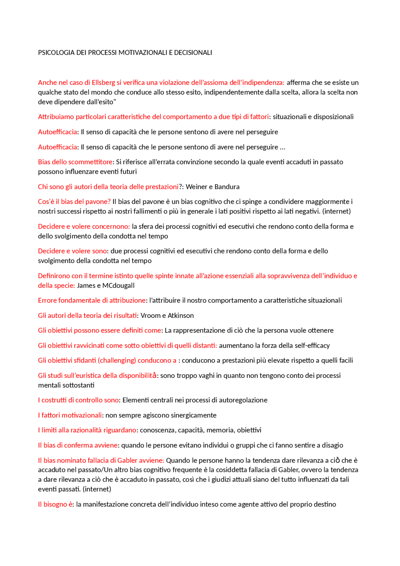 Tutte le domande dei test prova d'esame | Prove d'esame di Psicologia ...