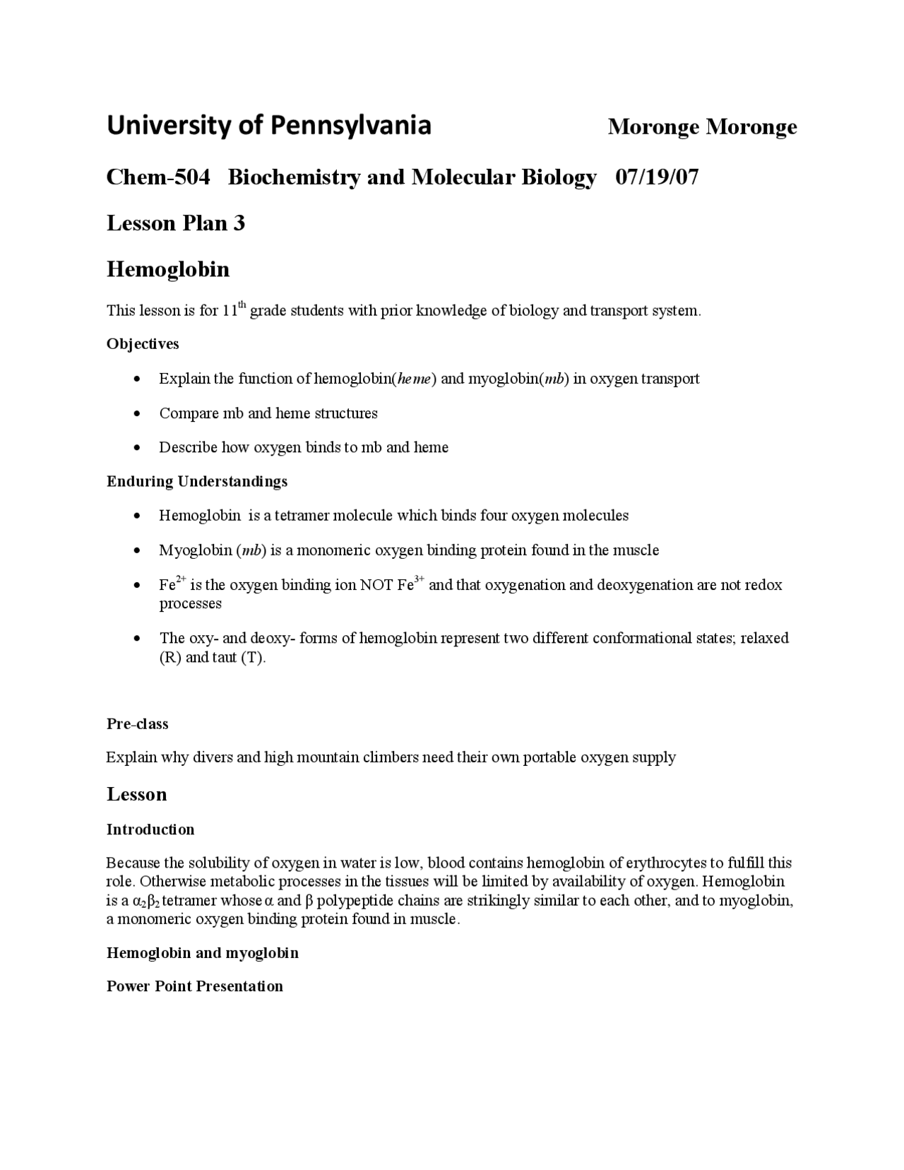 Lesson Plan 3 Schemes And Mind Maps Biochemistry Docsity