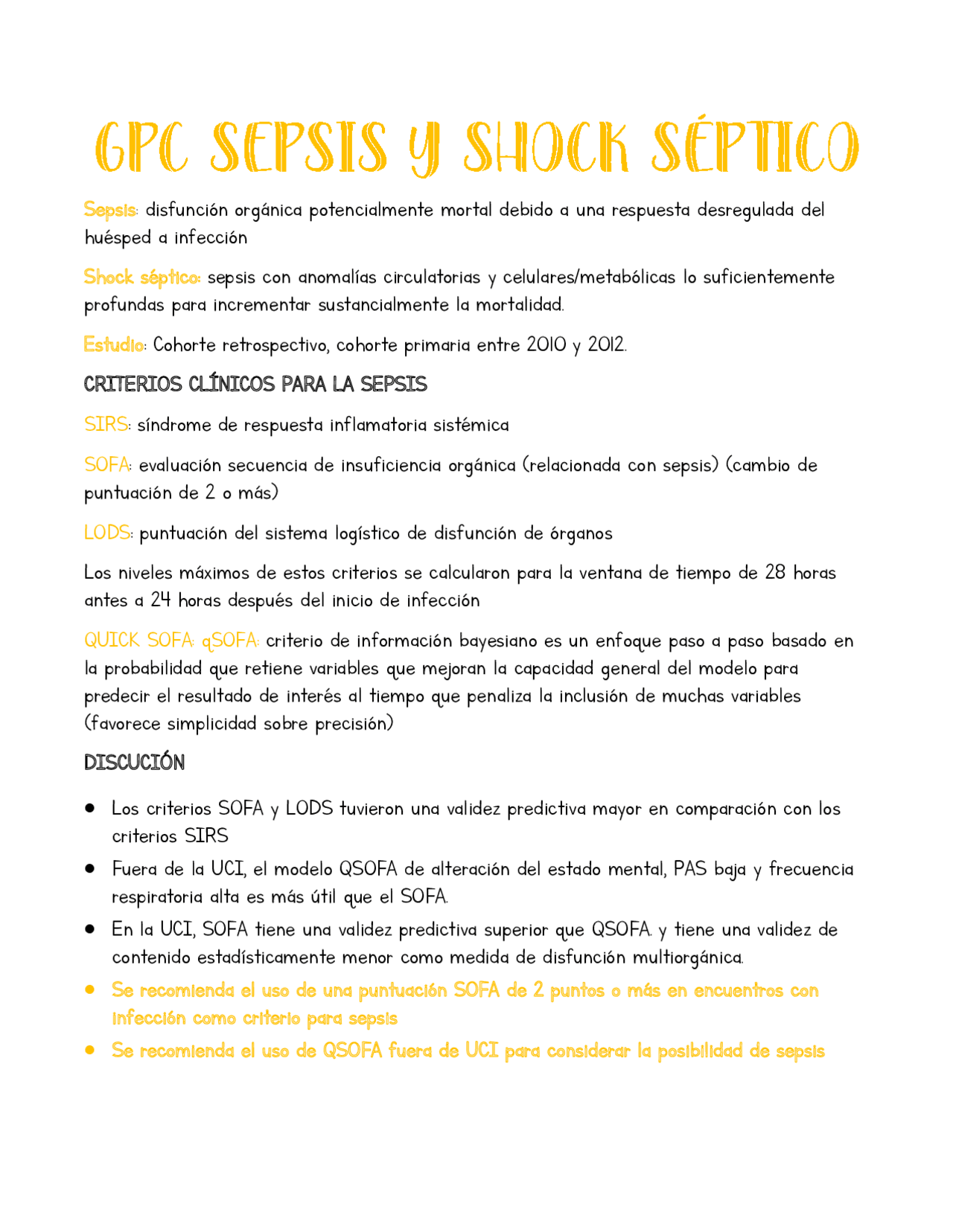 Guía de SEPSIS Y SHOCK SÉPTICO | Apuntes de Medicina | Docsity