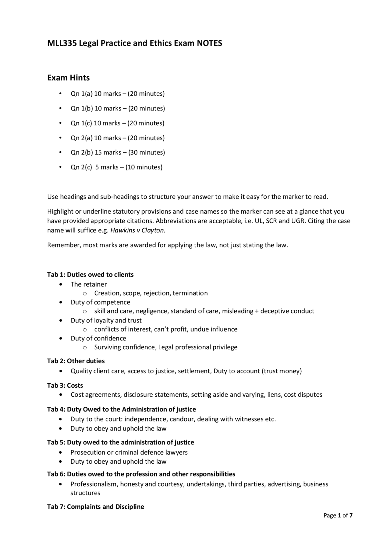 MLL335 Legal Practice and Ethics Exam NOTES | Lecture notes Ethics ...