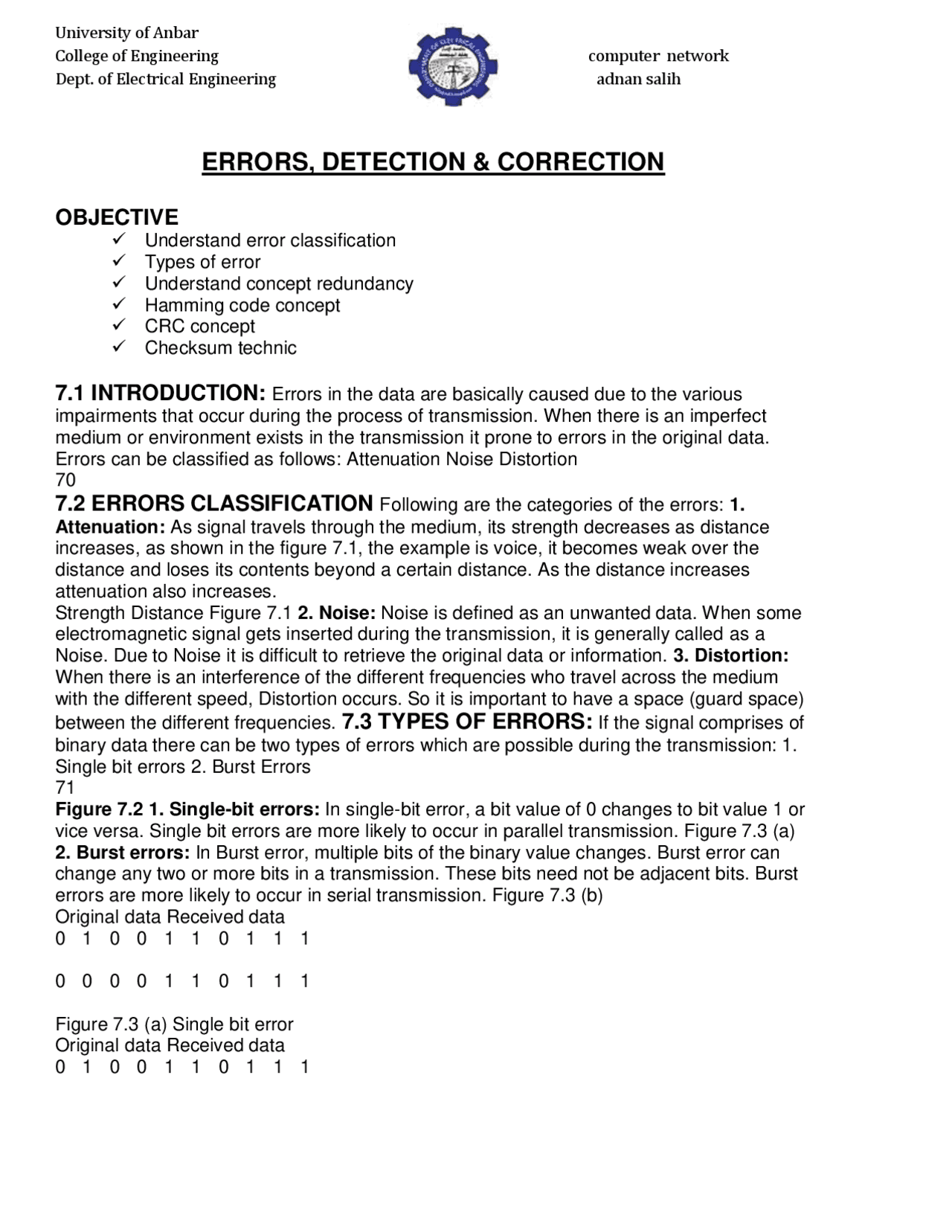 Errors Detection And Correction In Computer Networks Resúmenes Ingeniería Docsity