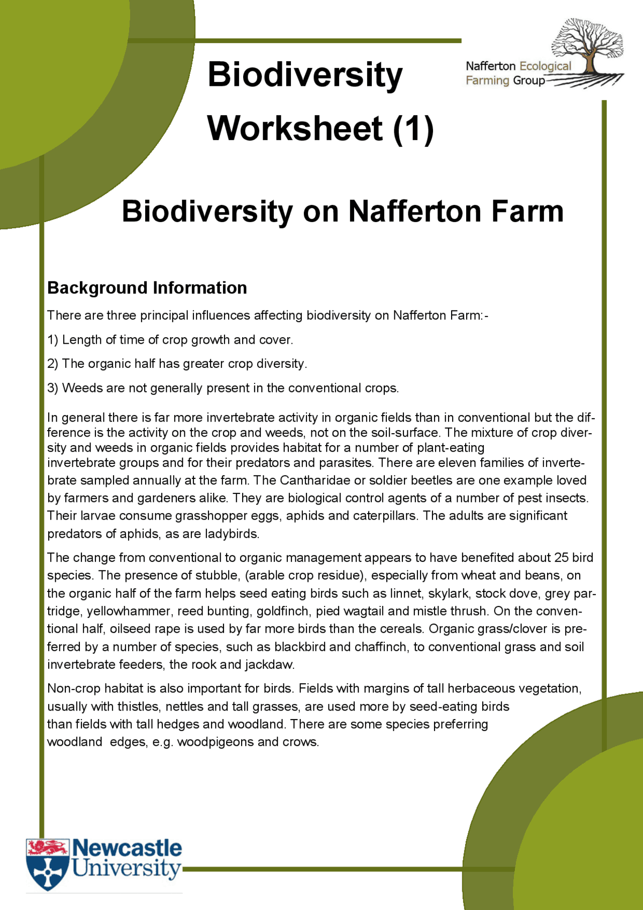 Biodiversity on Nafferton Farm | Schemes and Mind Maps Environmental ...