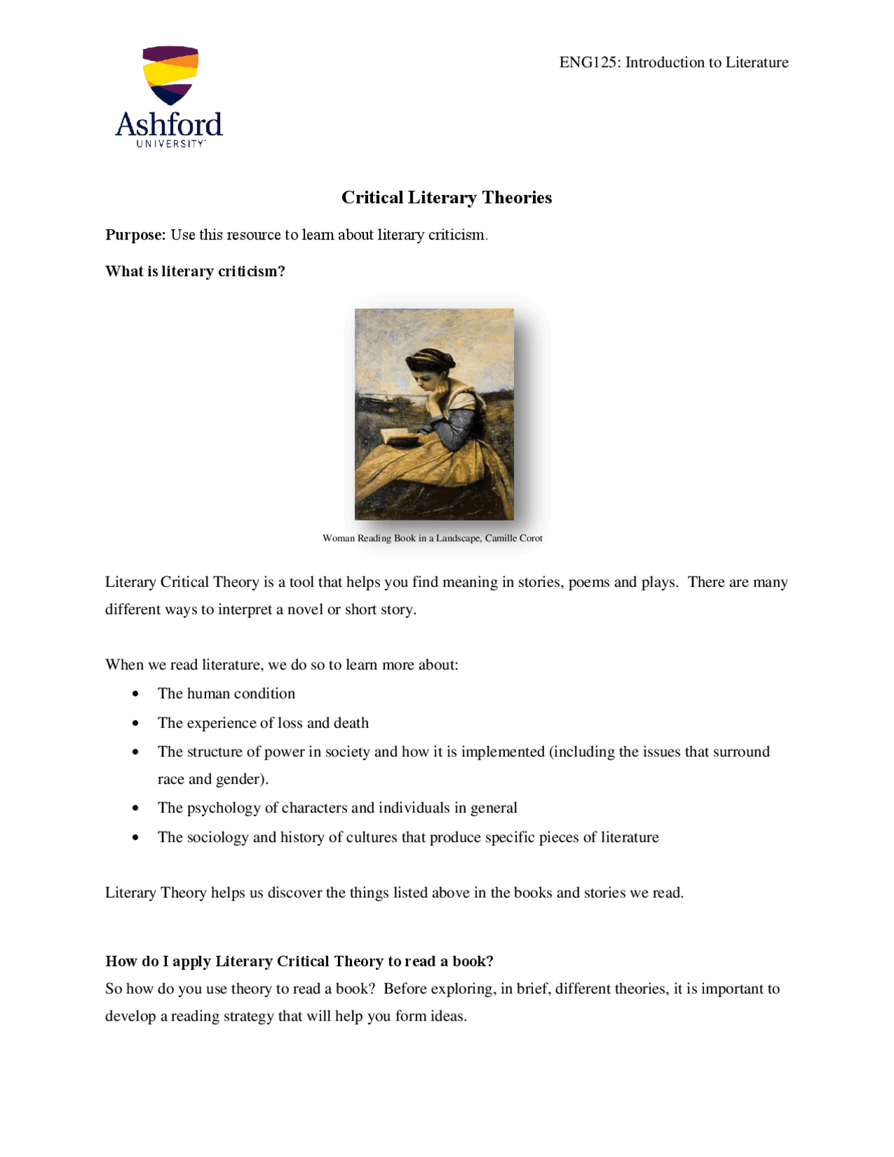 Critical Literary Theories | Exams Literary Theory | Docsity