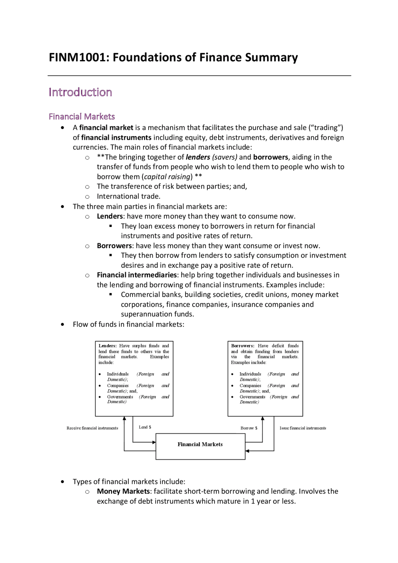 Foundations of Finance Summary | Study notes Finance | Docsity