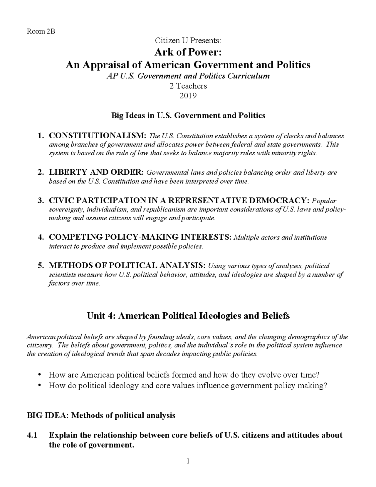 American Government and Politics: Core Beliefs, Values, and Norms ...