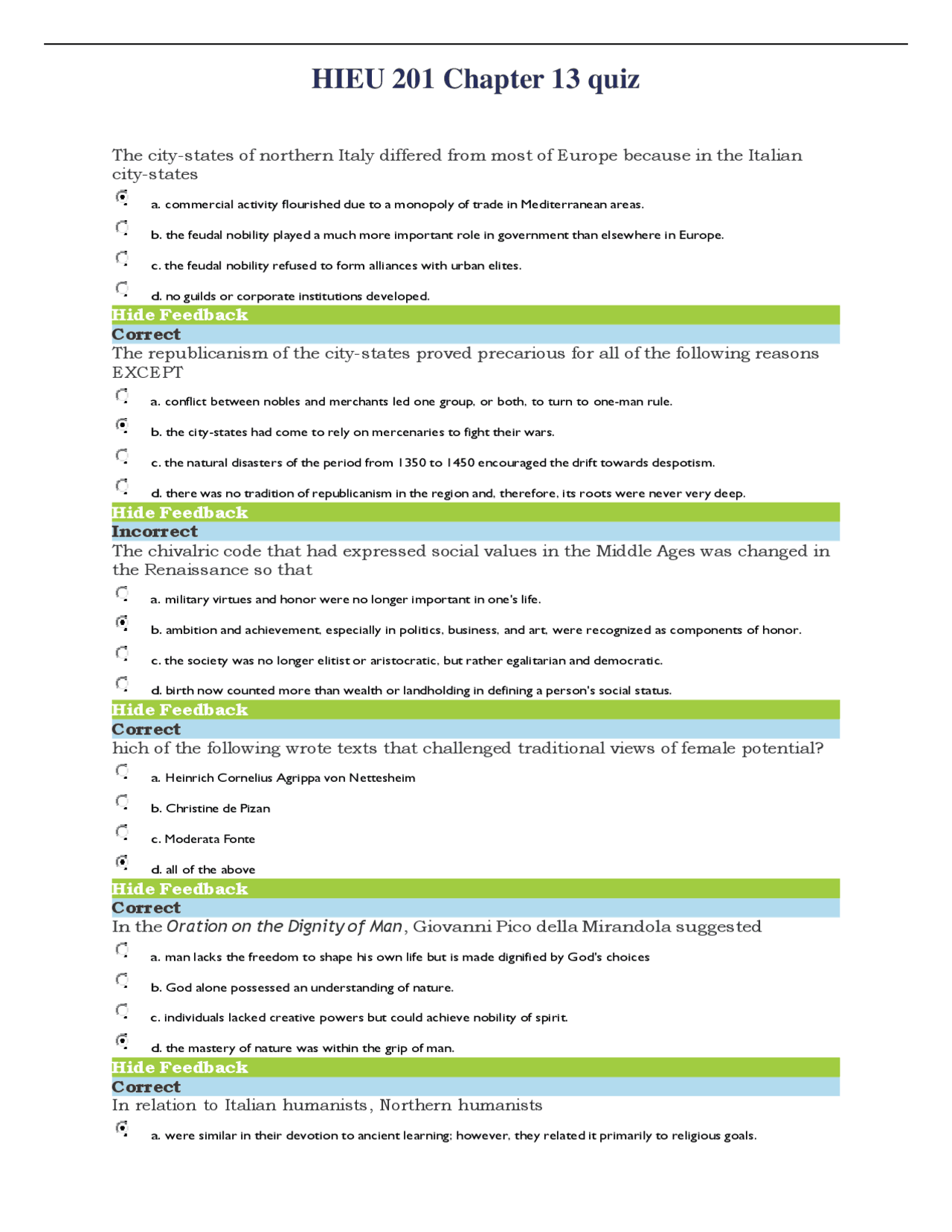 HIEU 201 Chapter 13 Quiz | Exams History | Docsity