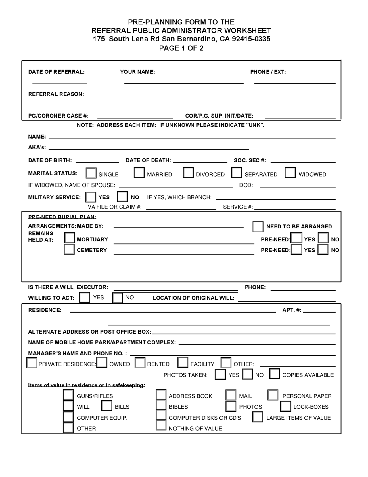 PRE-PLANNING FORM TO THE REFERRAL PUBLIC ... | Summaries Introduction ...