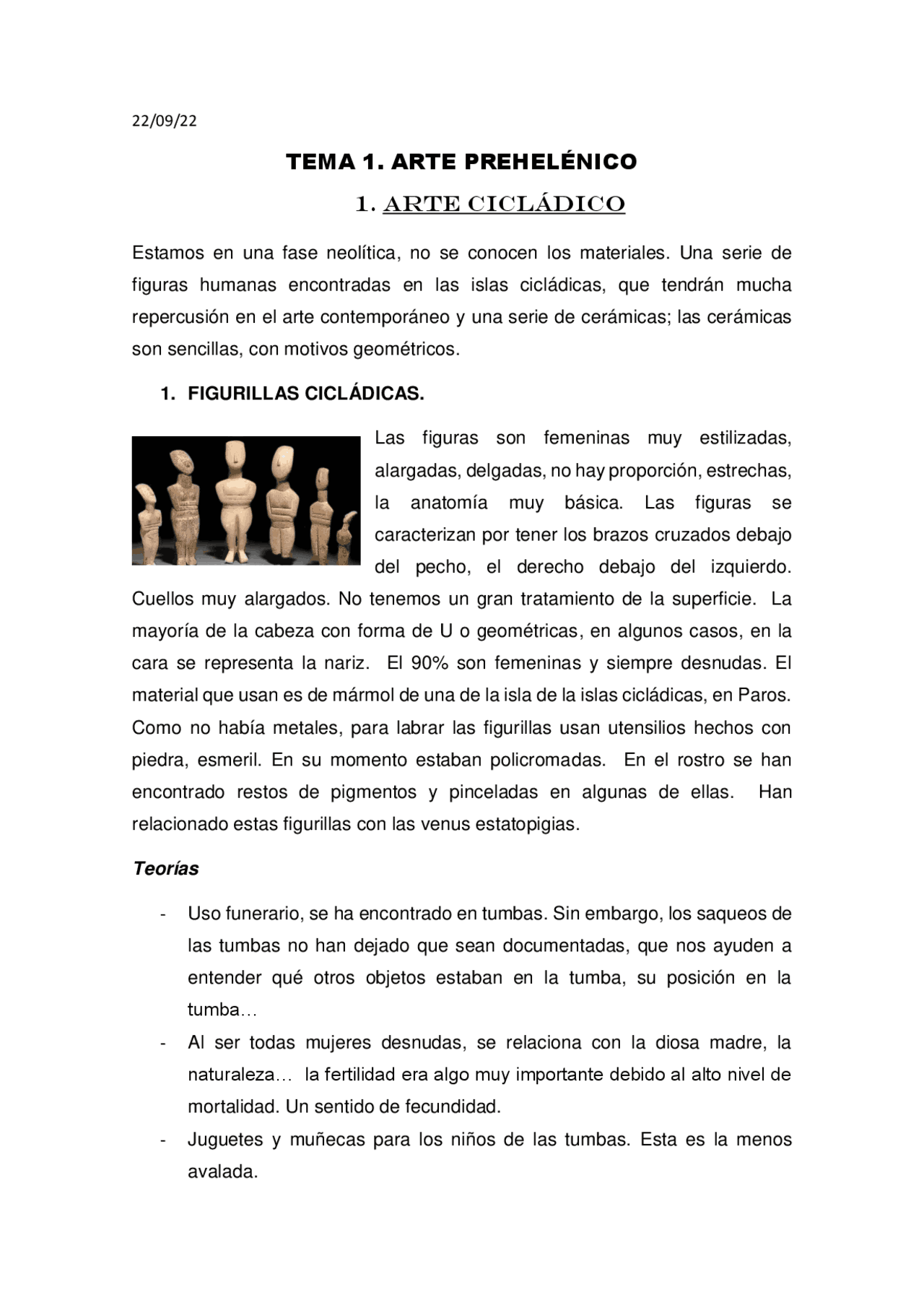 APUNTES ARTE GRIEGO PREHELÉNICO | Apuntes de Historia del Arte | Docsity
