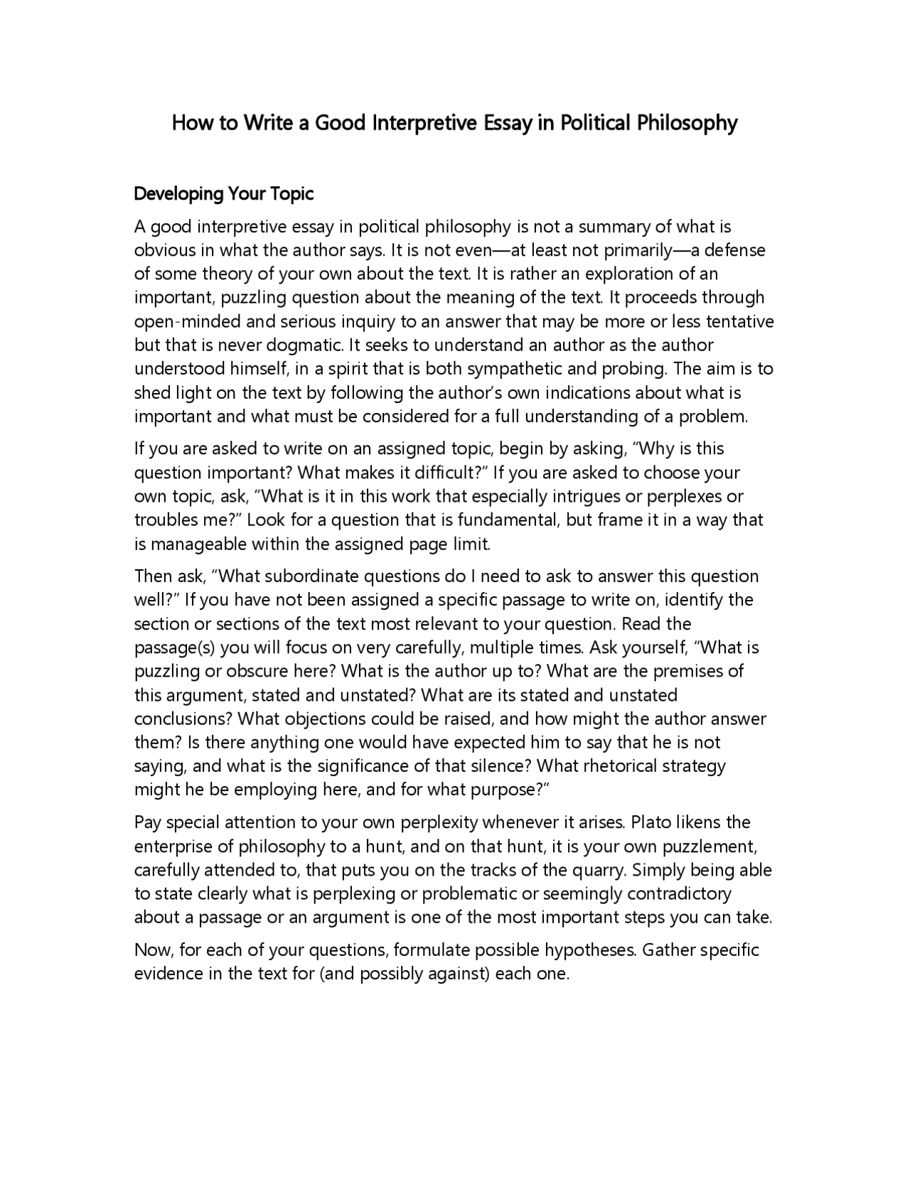 How to Write a Good Interpretive Essay in Political Philosophy | Exams ...