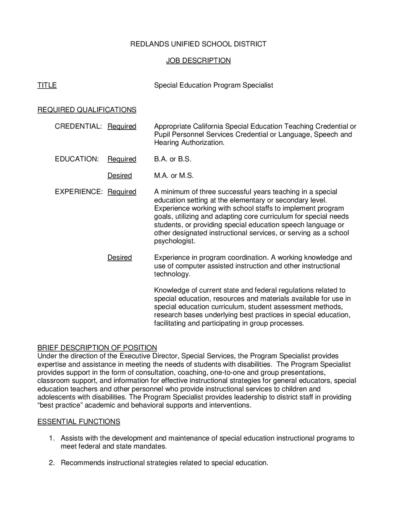 Special Education Program Specialist Slides Technology Docsity