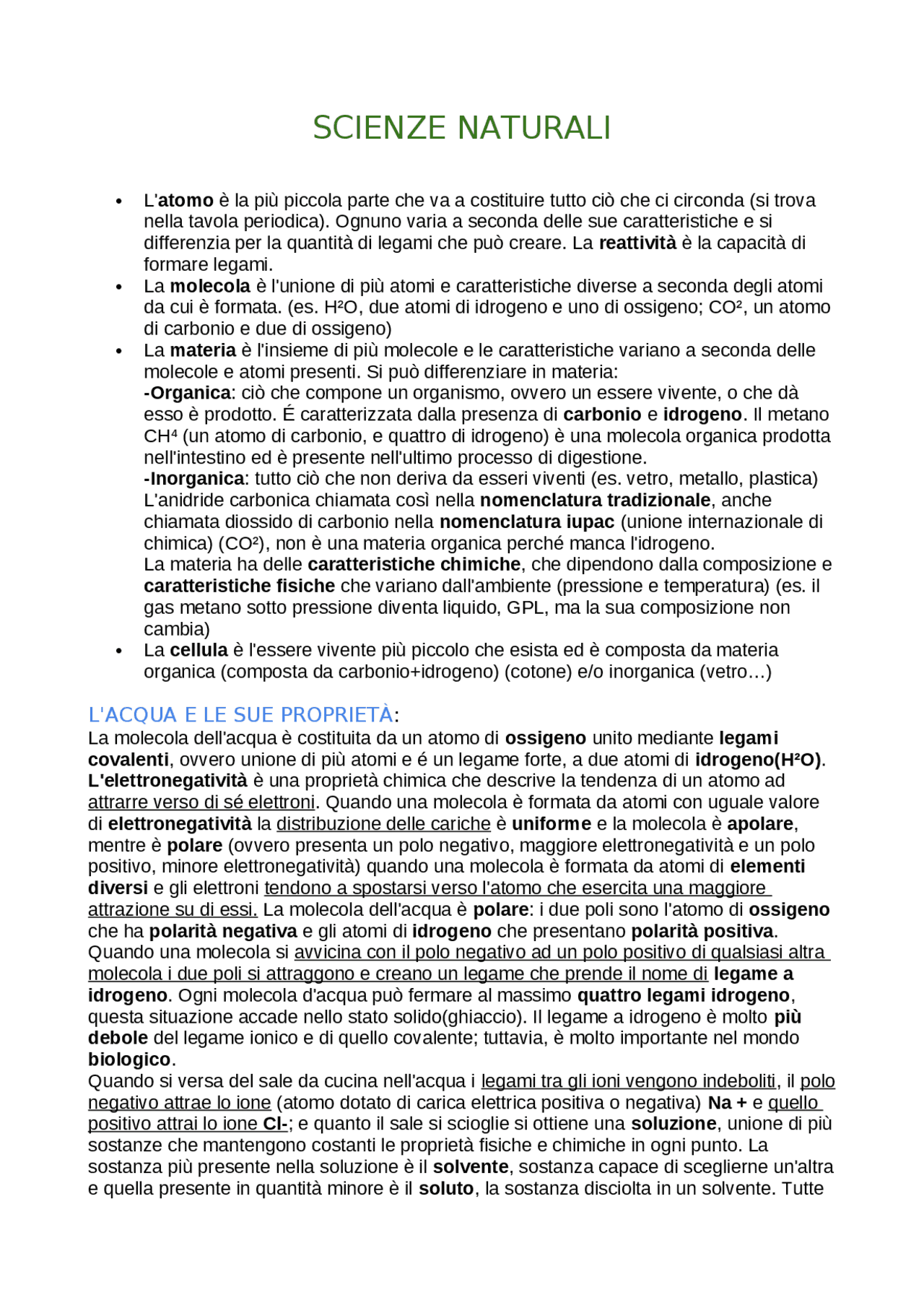 Biologia - l'acqua, le molecole biologiche, i carboidrati, i lipidi, l proteine e i virus ...