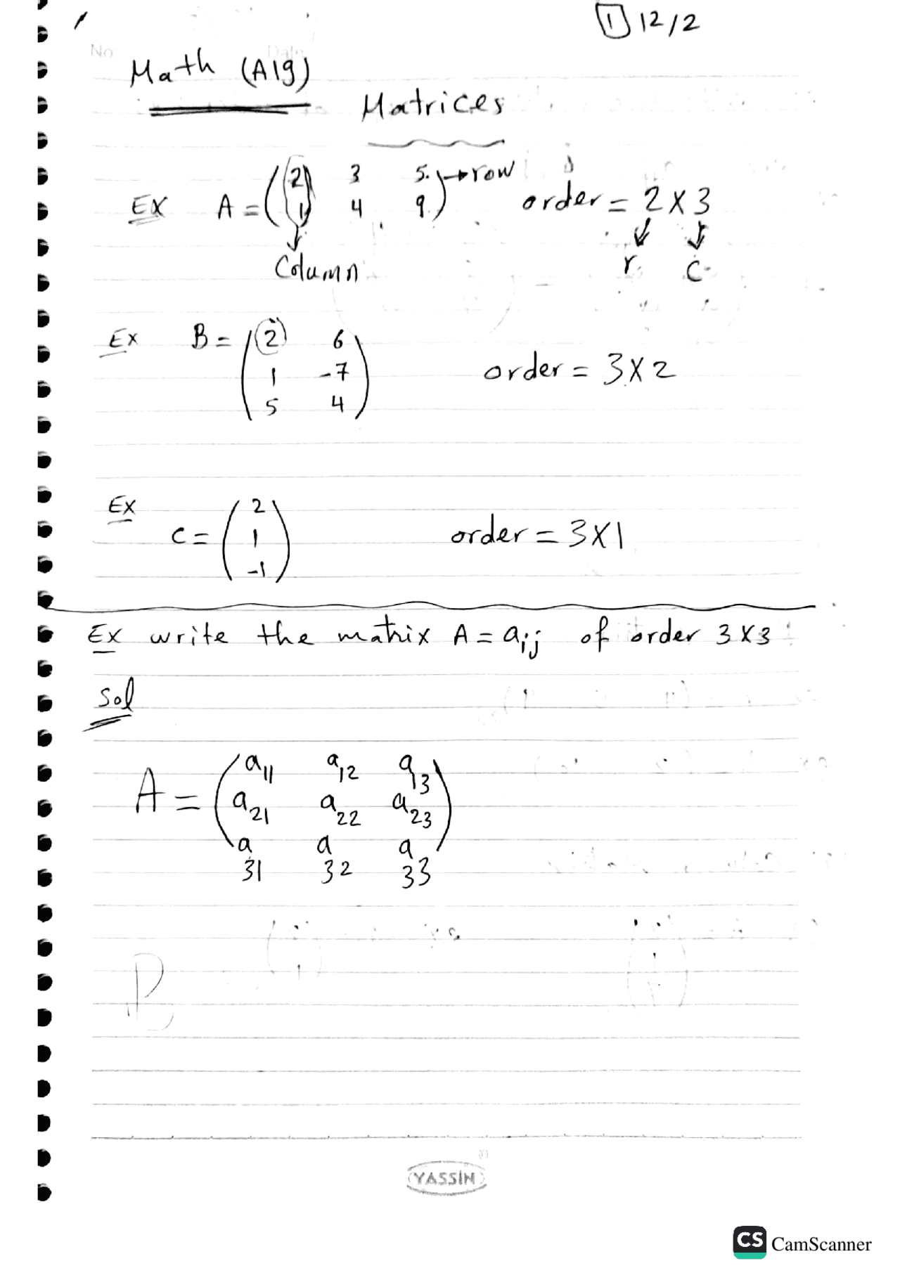 Matrix Operations | Schemes and Mind Maps Mathematics | Docsity