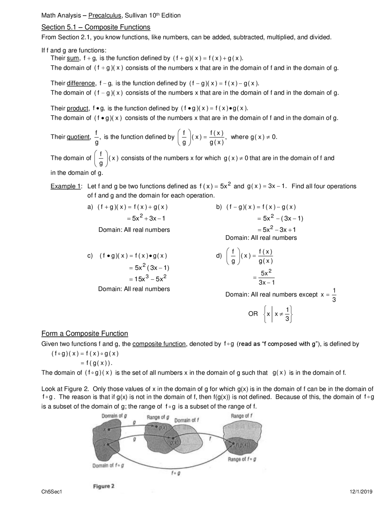 Section 5.1 – Composite Functions | Exercises Pre-Calculus | Docsity