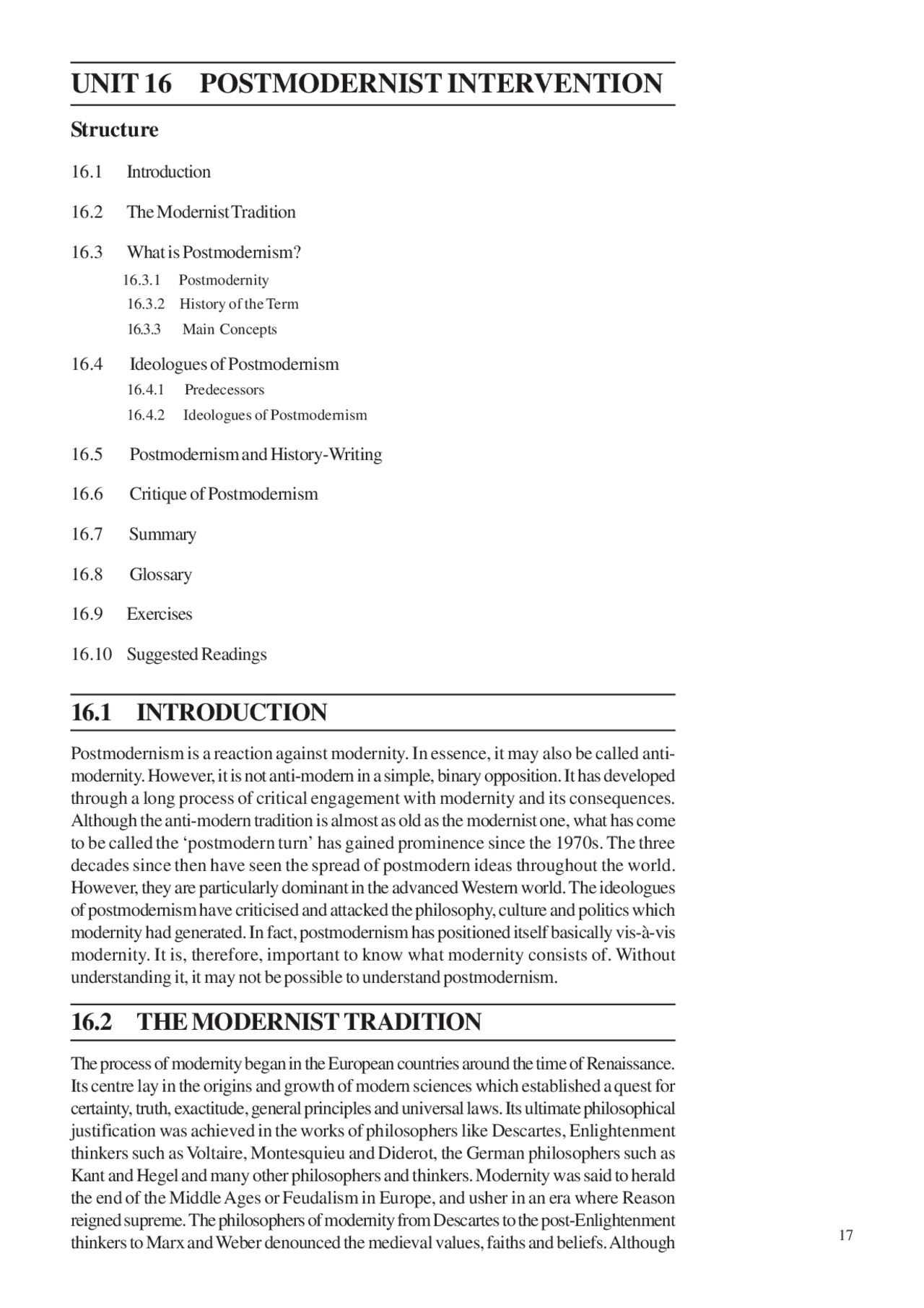 Postmodernism and Modernity | Study notes Literature | Docsity