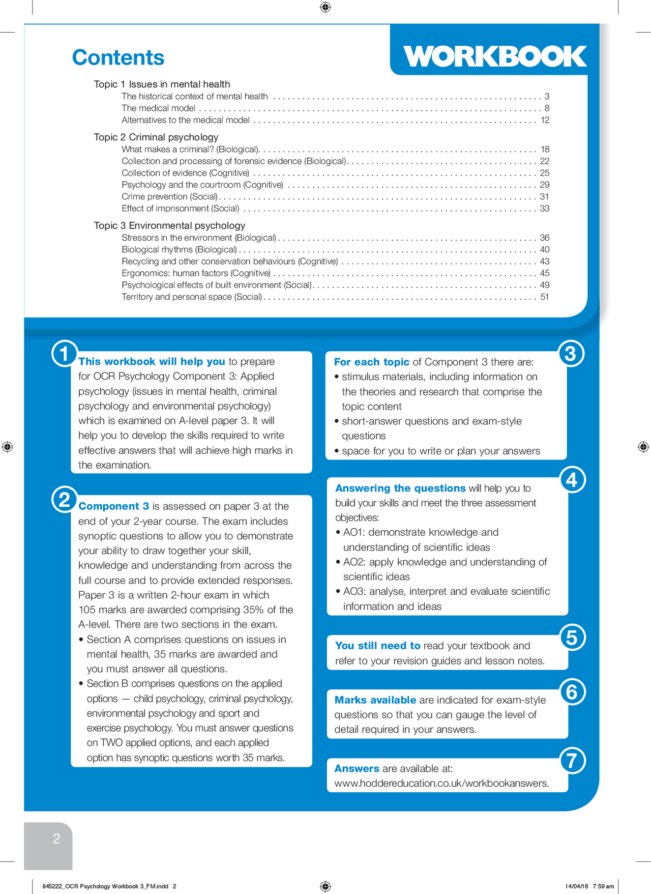 OCR Psychology Workbook 3: Applied Psychology | Exams Psychology | Docsity