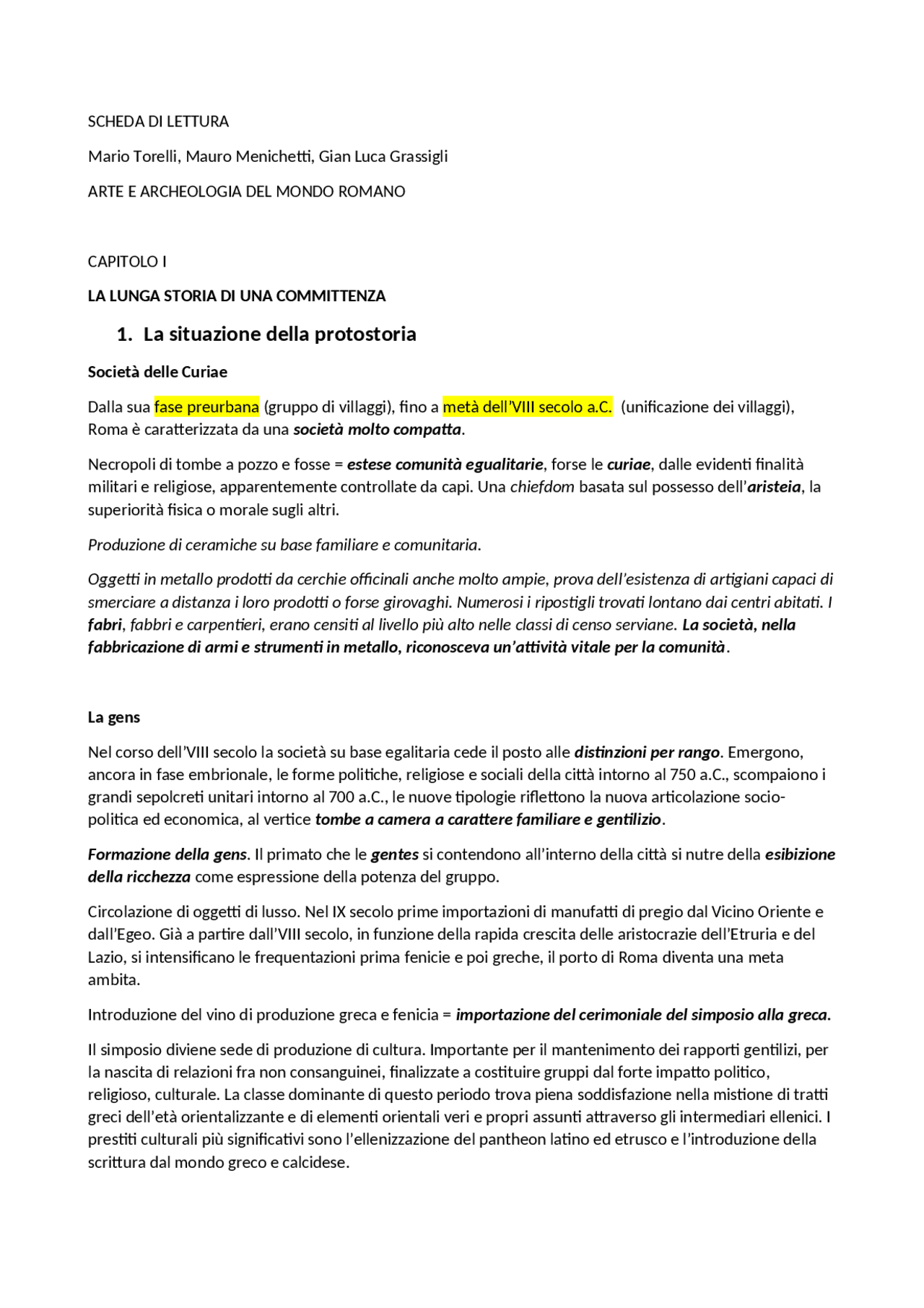 Scheda lettura del testo: arte e archeologia del mondo romano | Sintesi ...