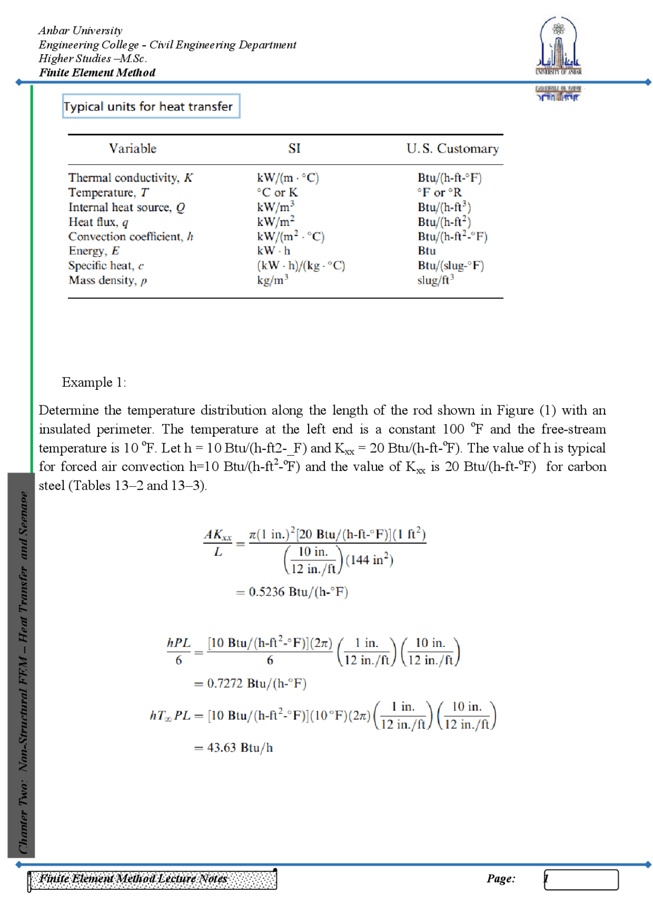 Finite Element Method Lecture Notes on Non-Structural FEM Heat Transfer ...