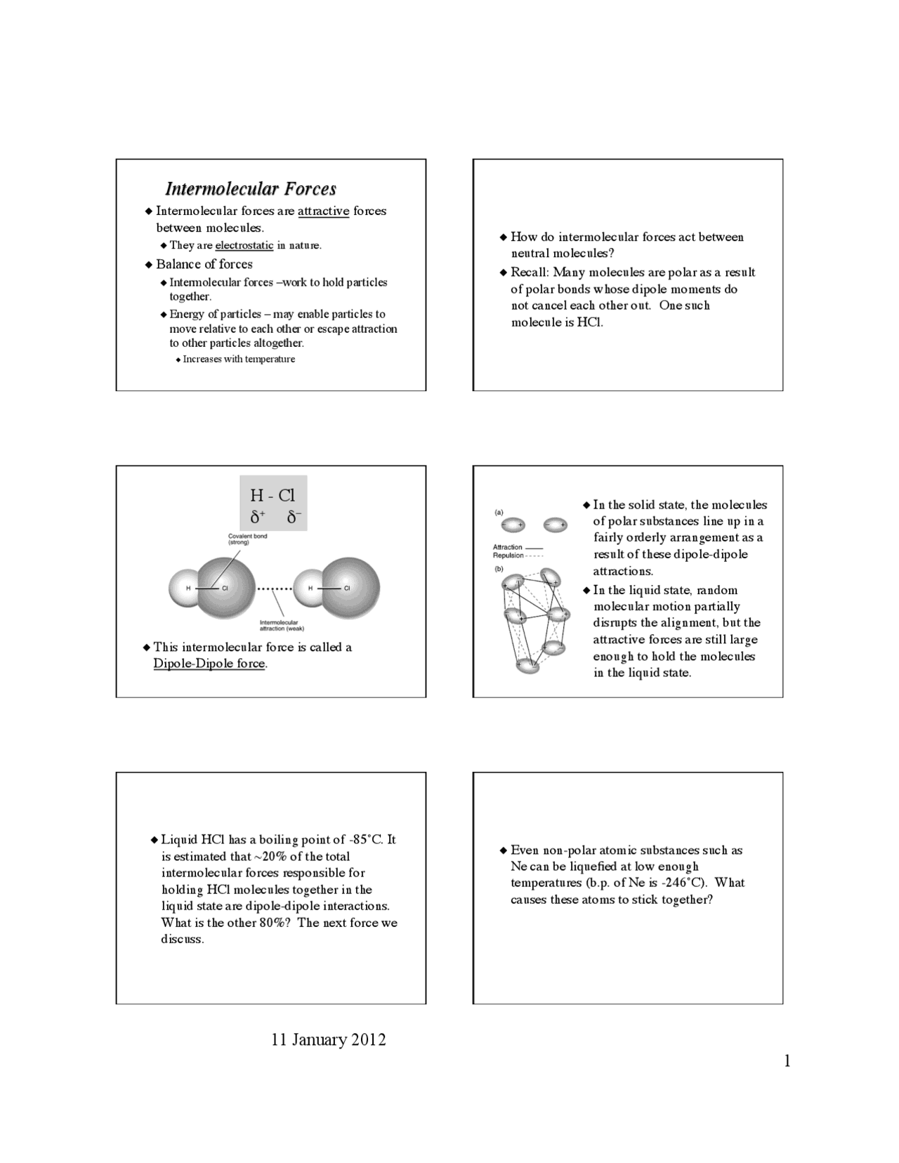 Intermolecular Forces | Schemes and Mind Maps Molecular Chemistry | Docsity