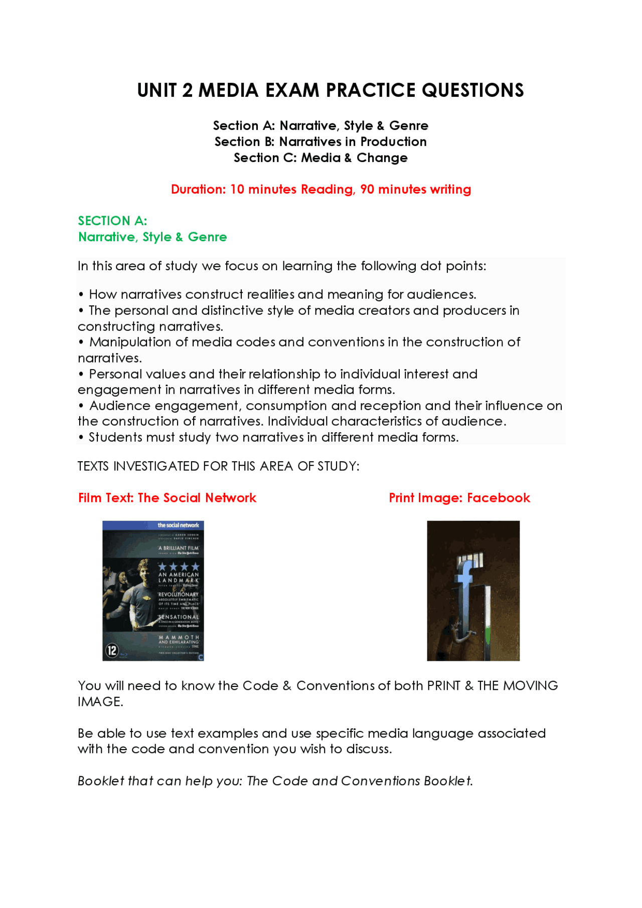 Unit 2 Media Exam Practice Questions Exercises Literature Docsity