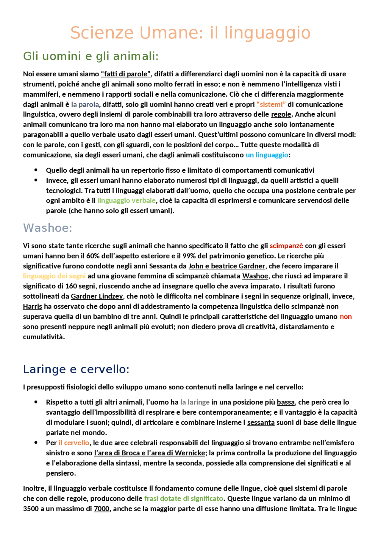 Scienze Umane Il Linguaggio Appunti Di Scienze Umane Docsity