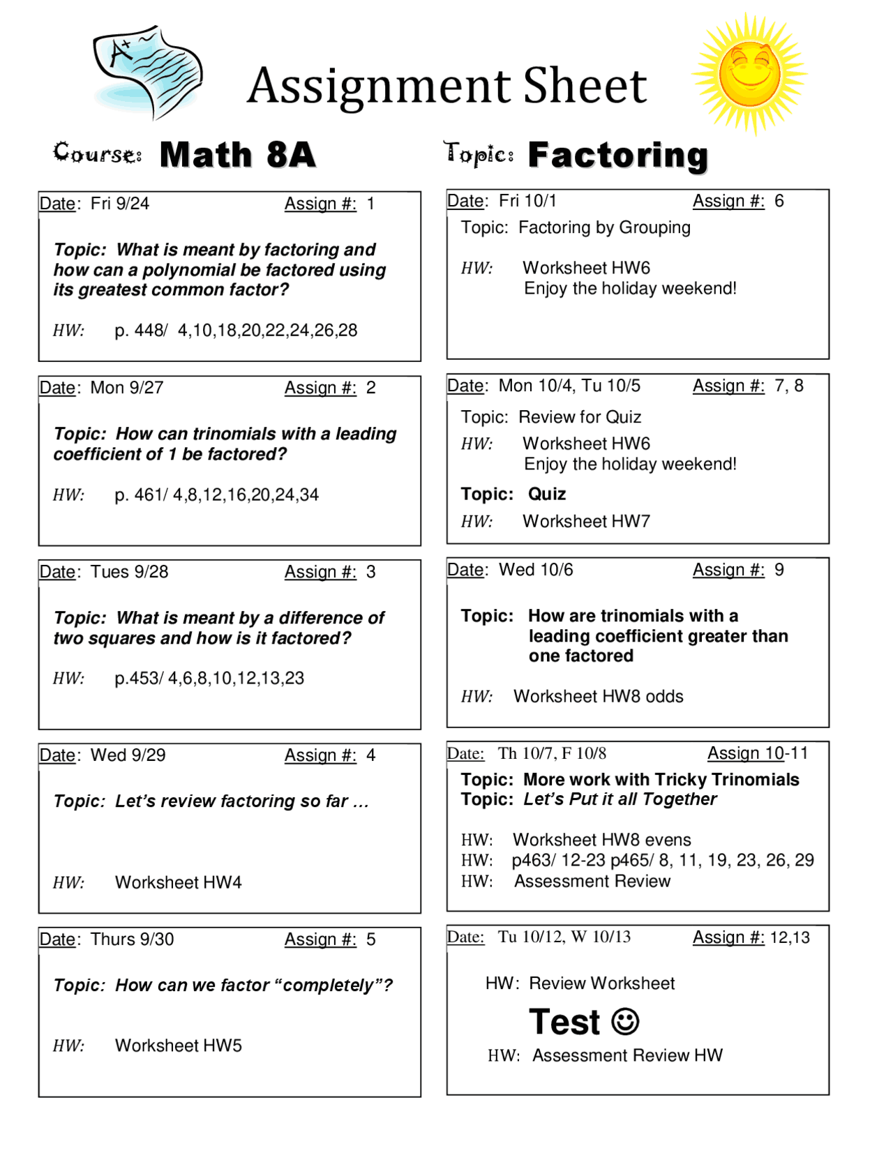 Assignment Sheet Schemes And Mind Maps Elementary Mathematics Docsity