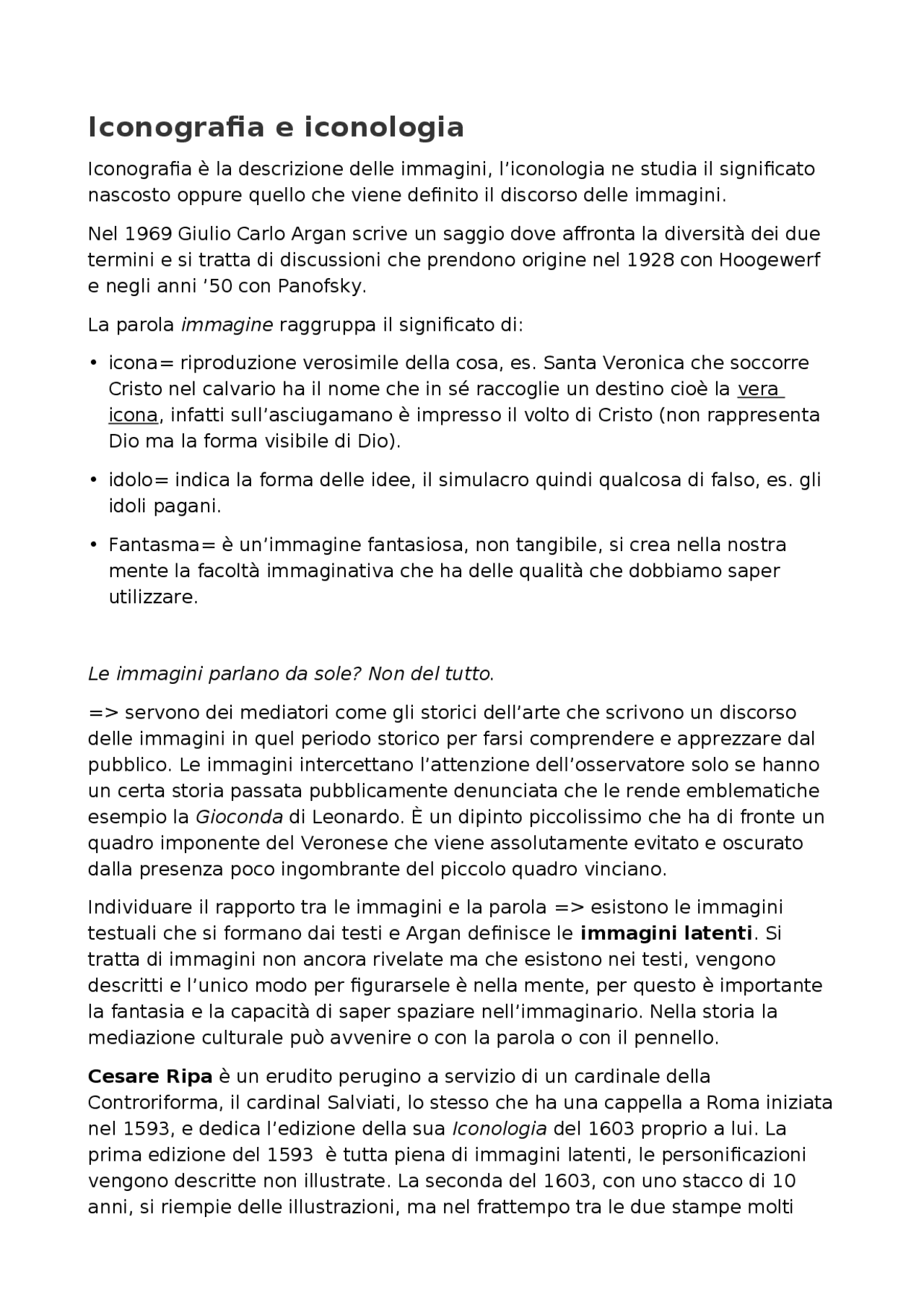 Iconografia e iconologia | Appunti di Storia Dell'arte | Docsity