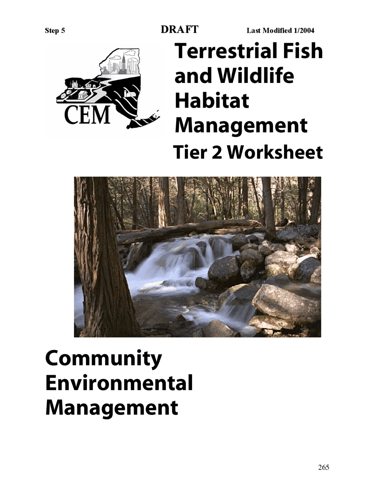 Terrestrial Fish and Wildlife Habitat Management Worksheet | Schemes ...