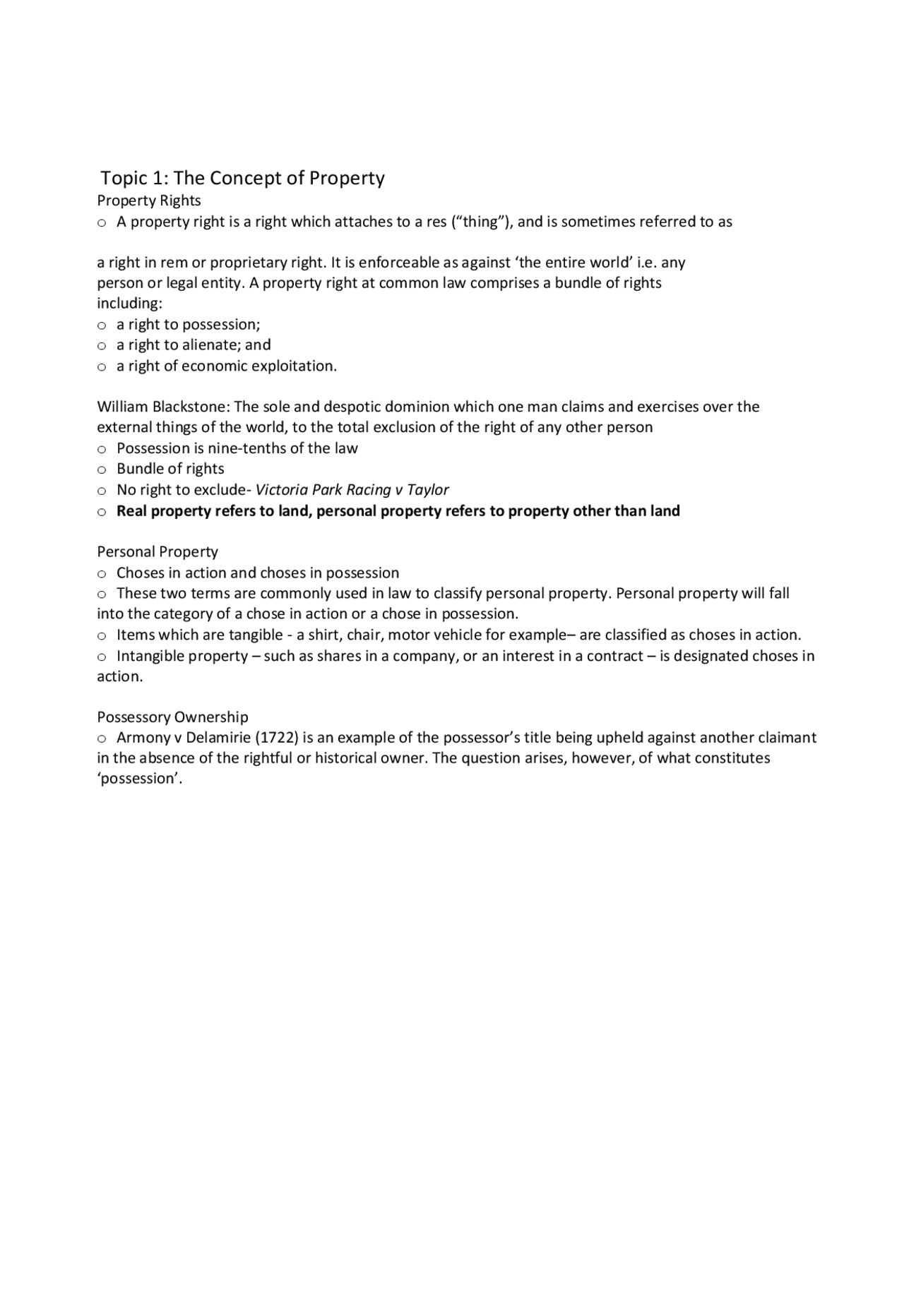 The Concept of Property and Personal Property: Acquisition, Alienation ...