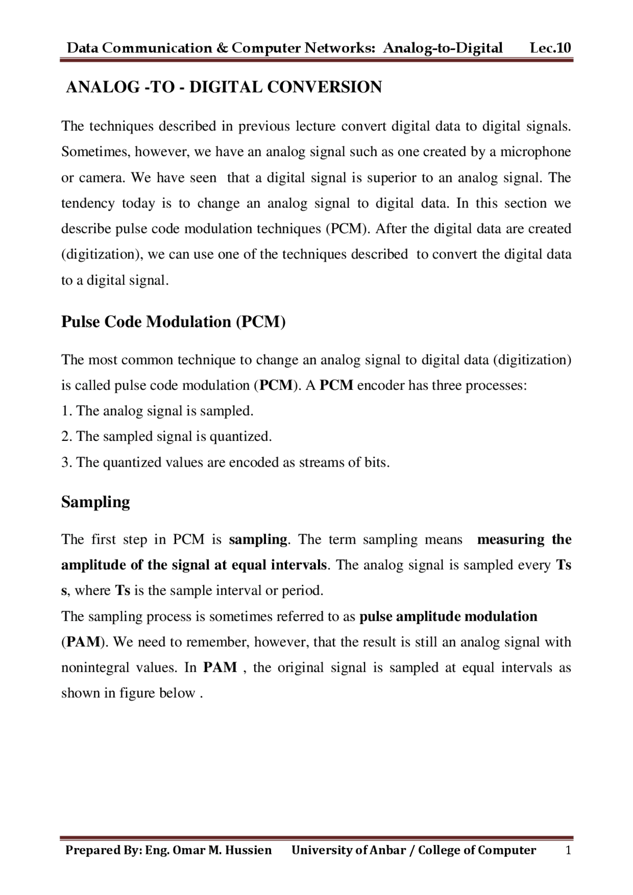 Data Communication And Computer Networks Analog To Digital Exams