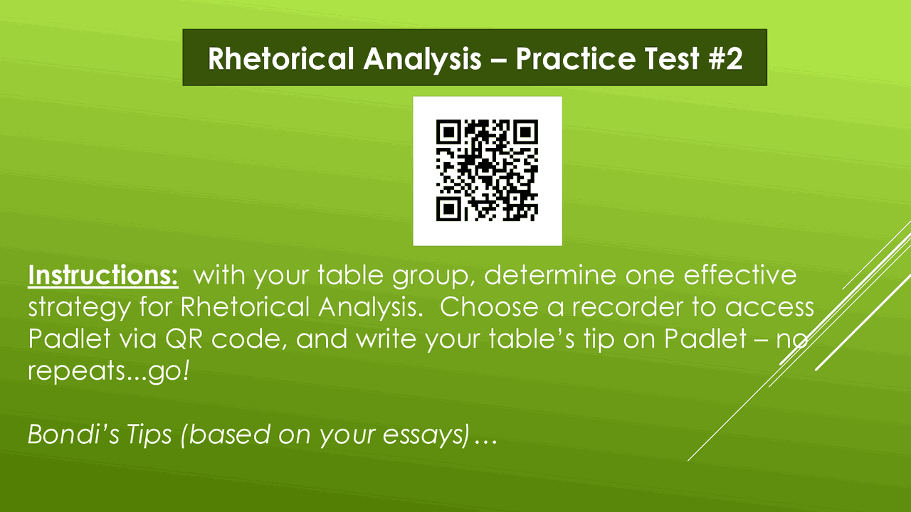Rhetorical Analysis Practice Test 2 Slides Literature Docsity
