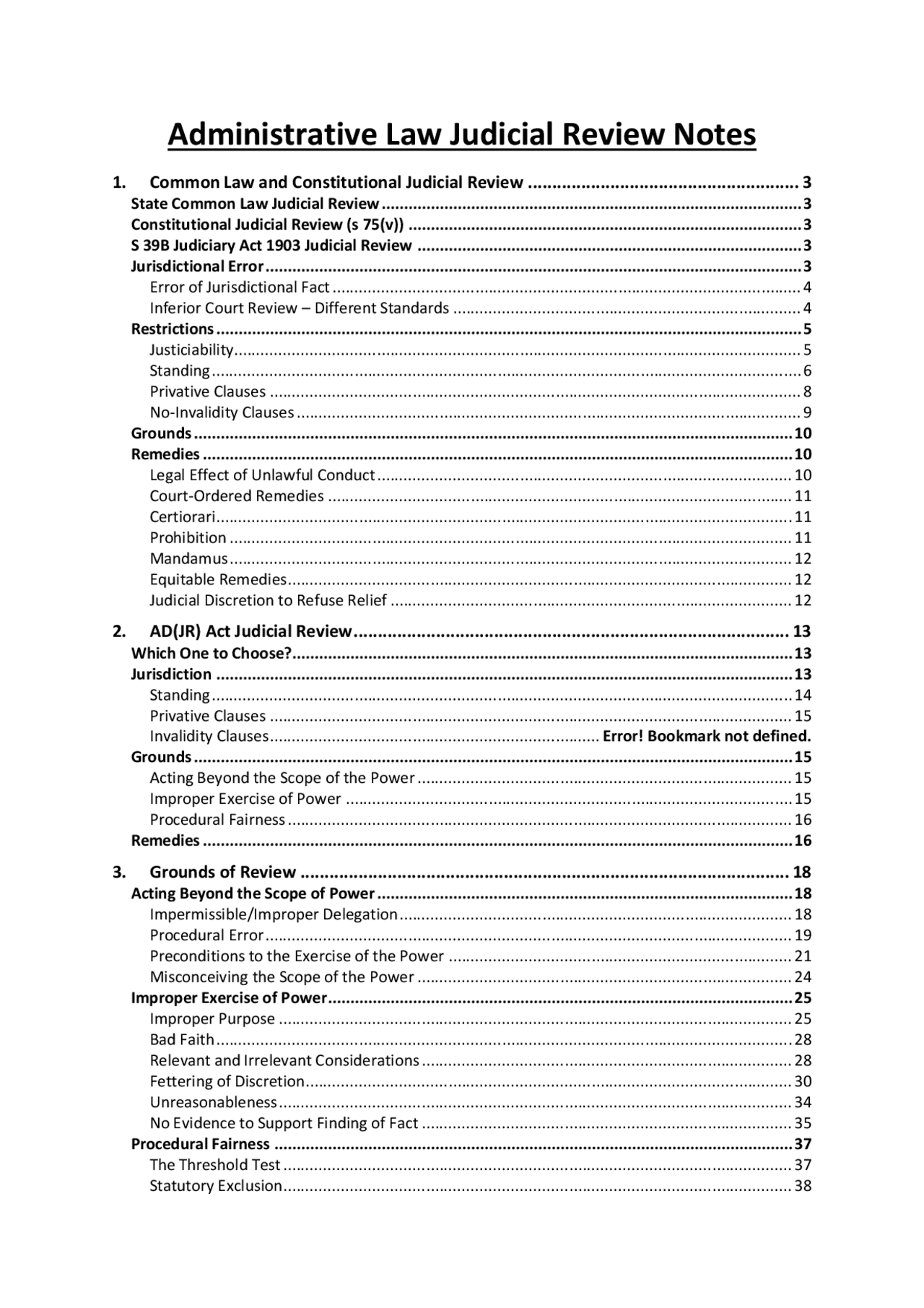 Administrative Law Judicial Review Notes | Summaries Administrative Law ...