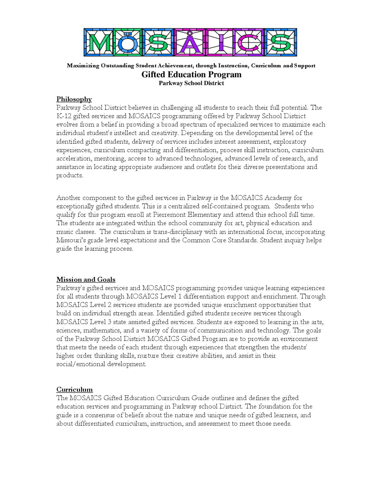 Gifted Services and Programming | Exercises Philosophy | Docsity