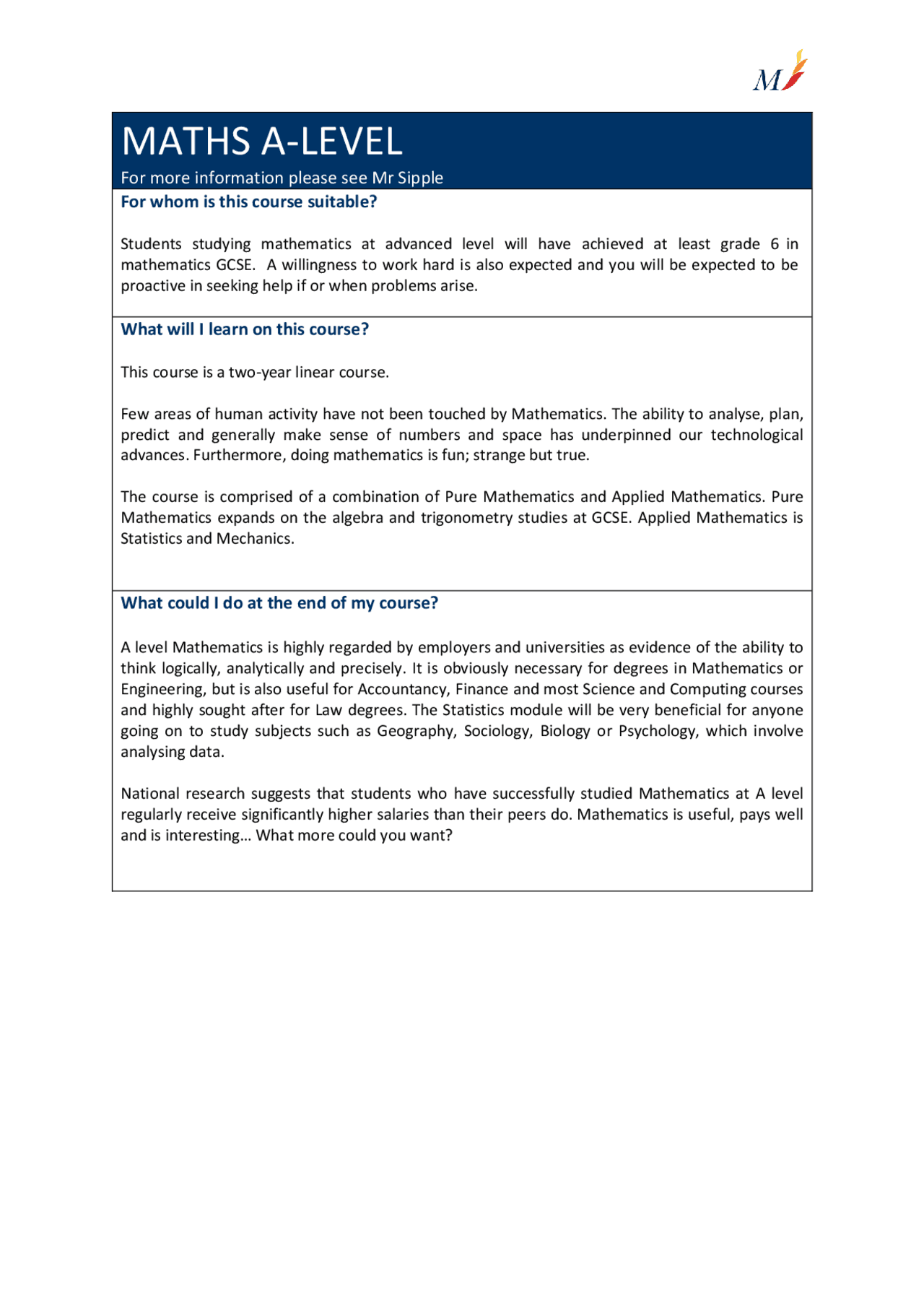 Maths A Level Course Schemes And Mind Maps Mathematics Docsity