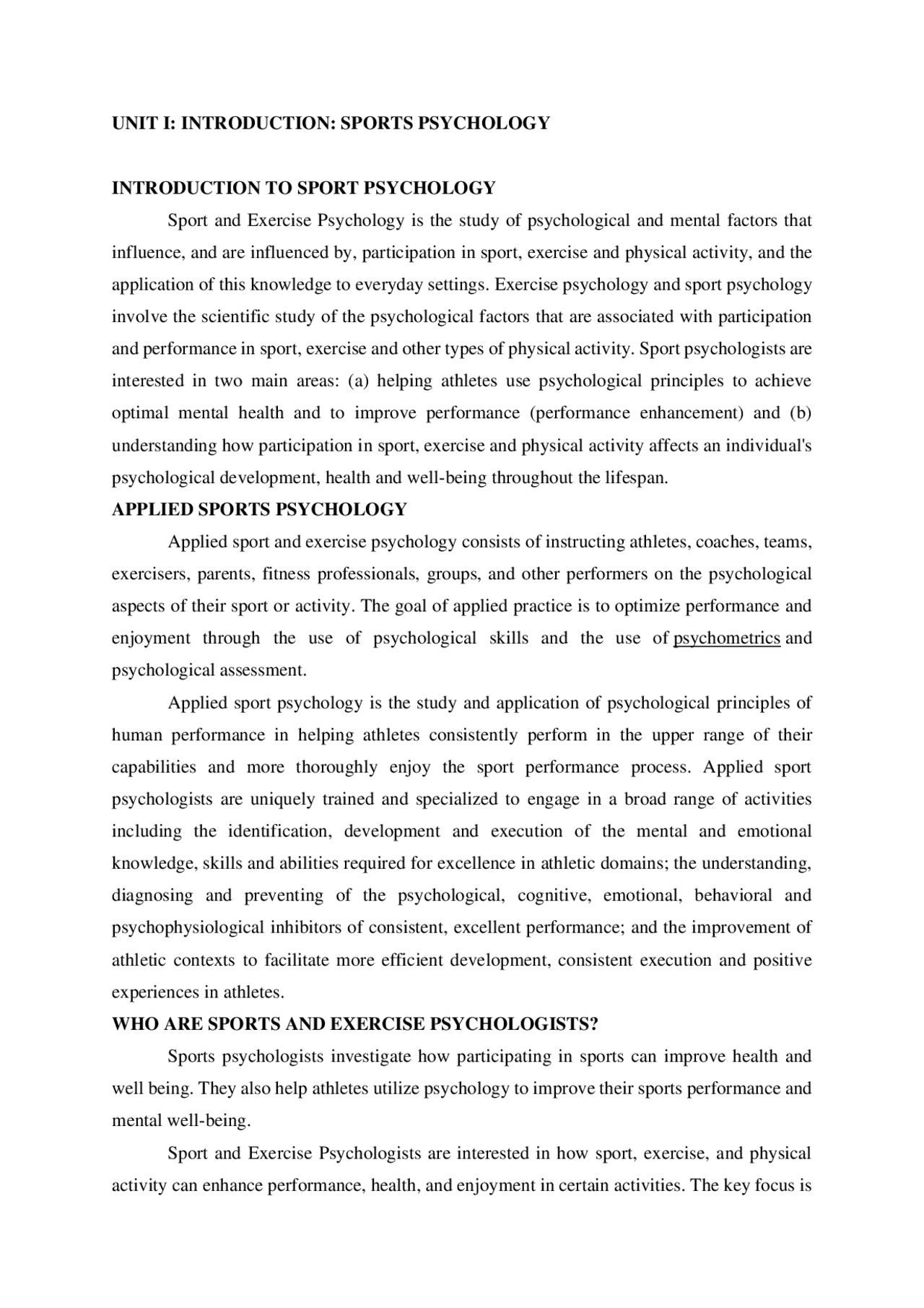 Unit i: introduction: sports psychology | Slides Sports Psychology ...