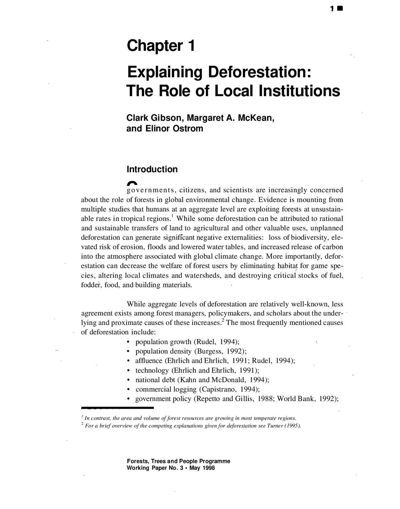 Chapter 1 Explaining Deforestation The Role Of Local Exams