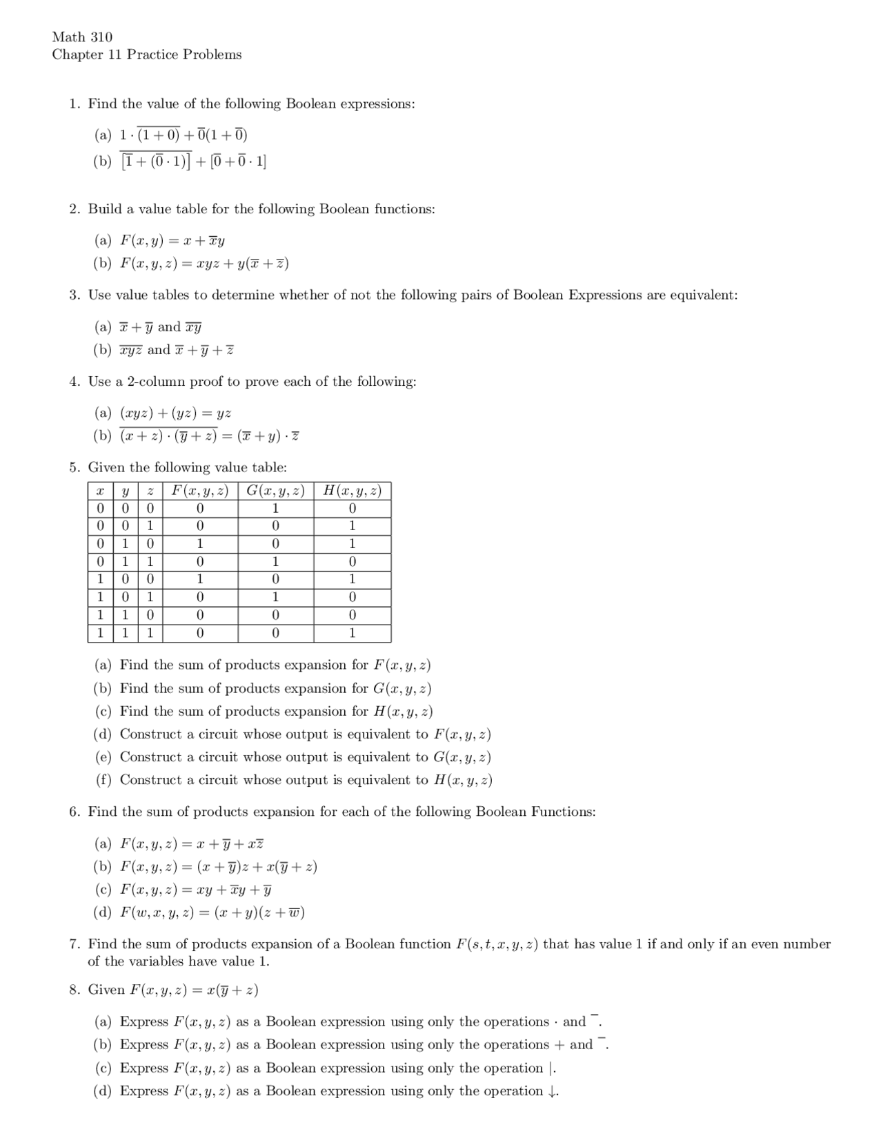 Math 310 Chapter 11 Practice Problems | Slides Discrete Mathematics ...