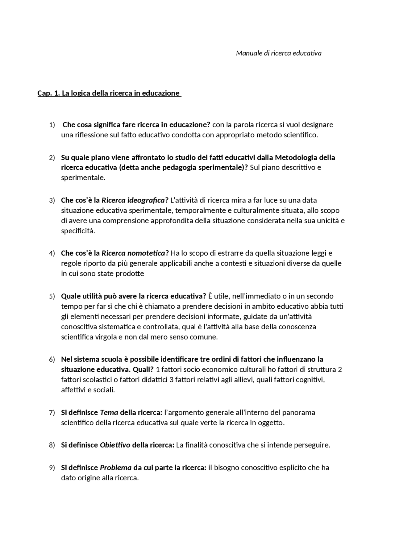 Domande Esame Metodologia Educativa E Didattica Prove Desame Di