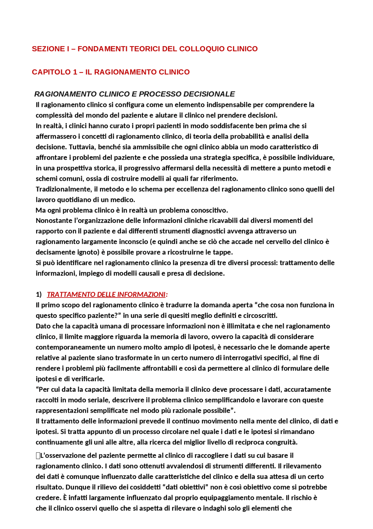 Sintesi Del Libro Per La Materia Teorie E Tecniche Del Colloquio