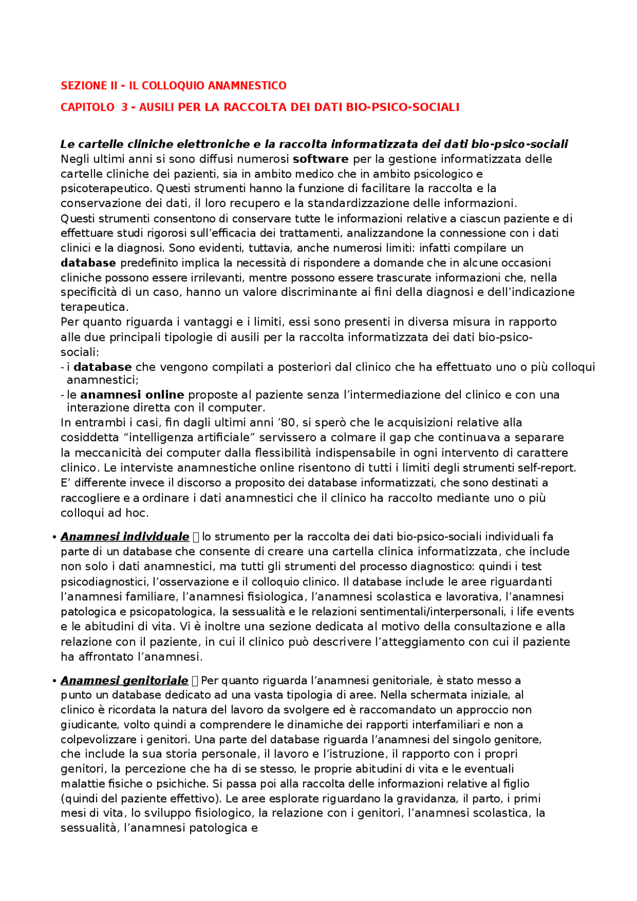 Sintesi Del Libro Per La Materia Teorie E Tecniche Del Colloquio