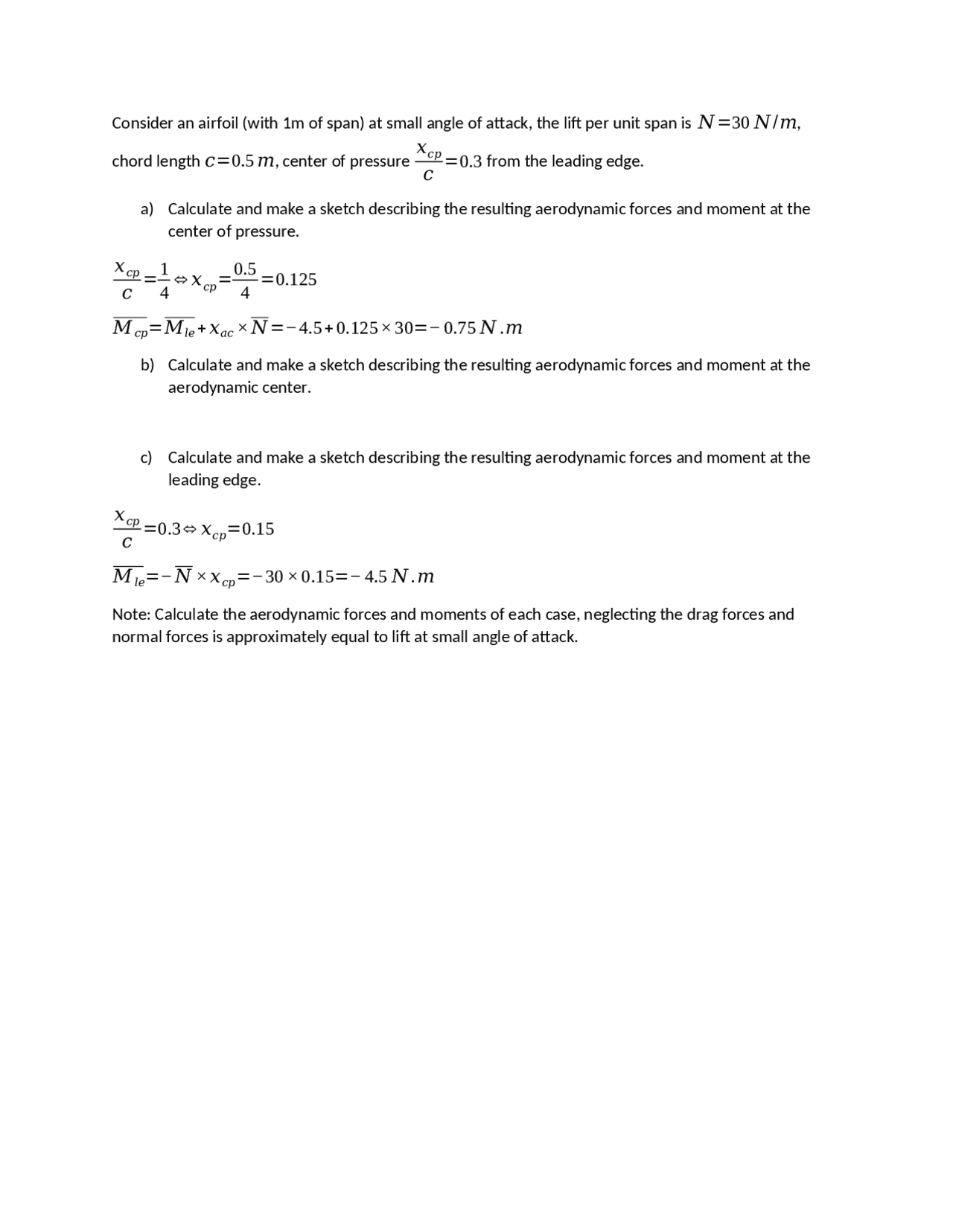 Exercise Exercise Exercise Exercises Aerodynamics Docsity