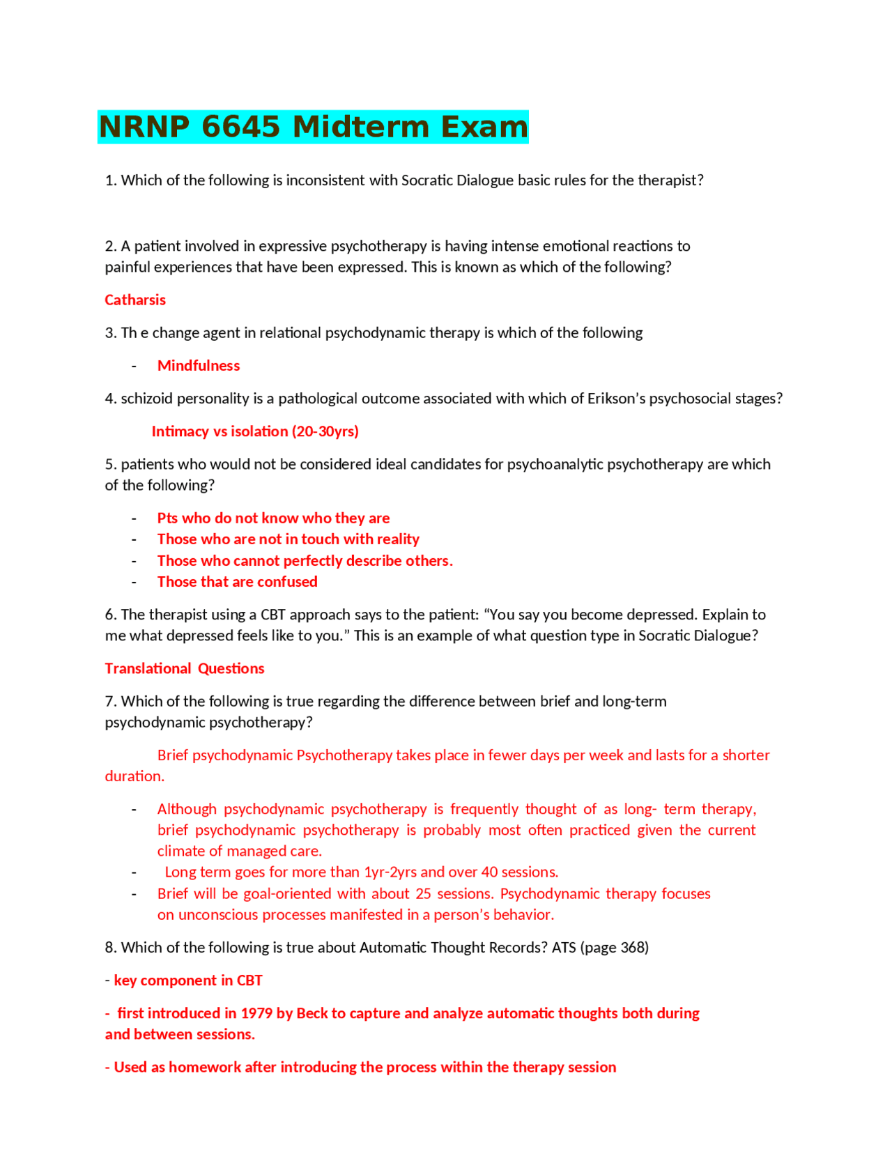 Nrnp 6645 Midterm Exam Nrnp6645 Midterm Examv3100 Qandanew 2022