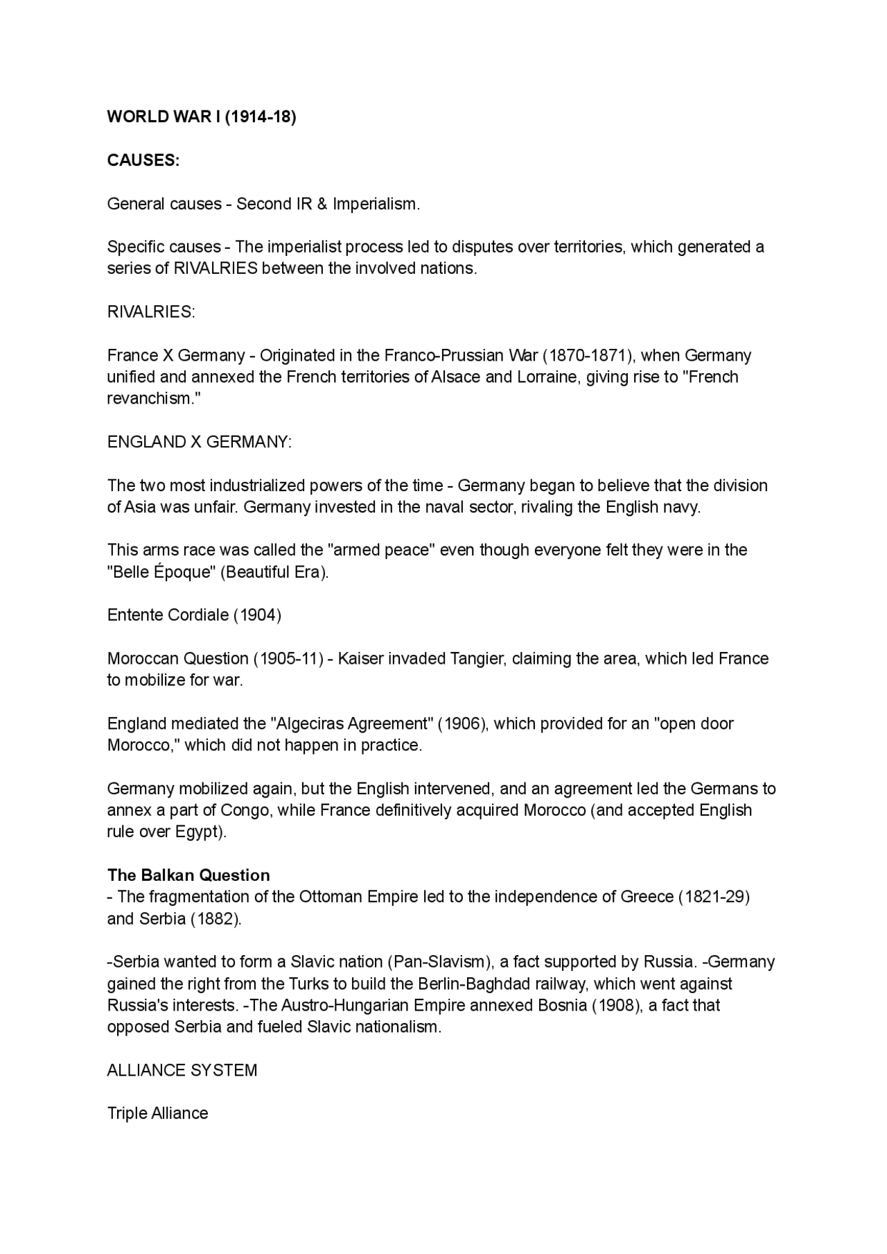 A complete summary about what the First World War was. Highlighting the ...