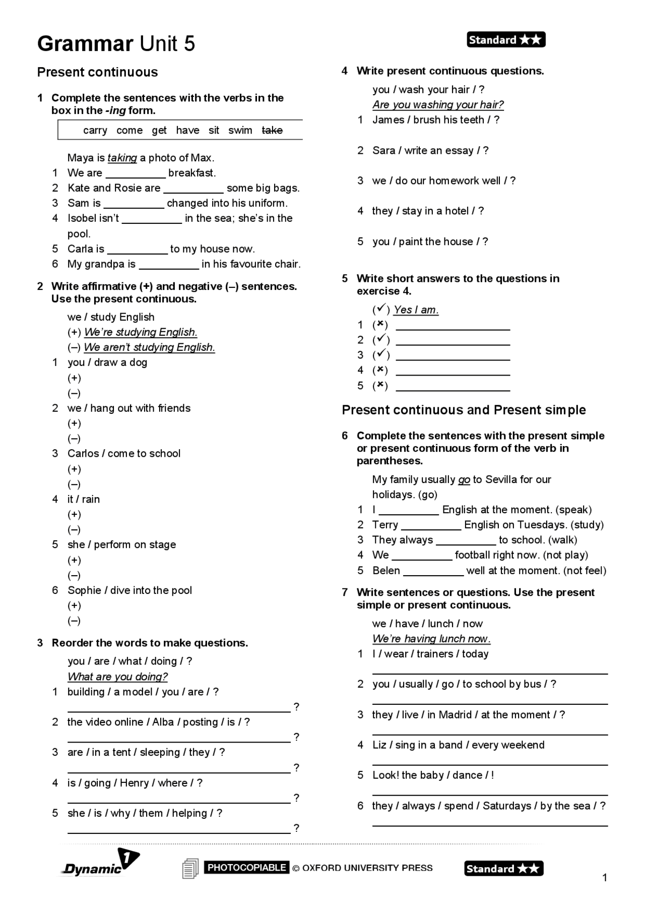 Ejercicios Inglés 1 Eso Ejercicios De Inglés Docsity