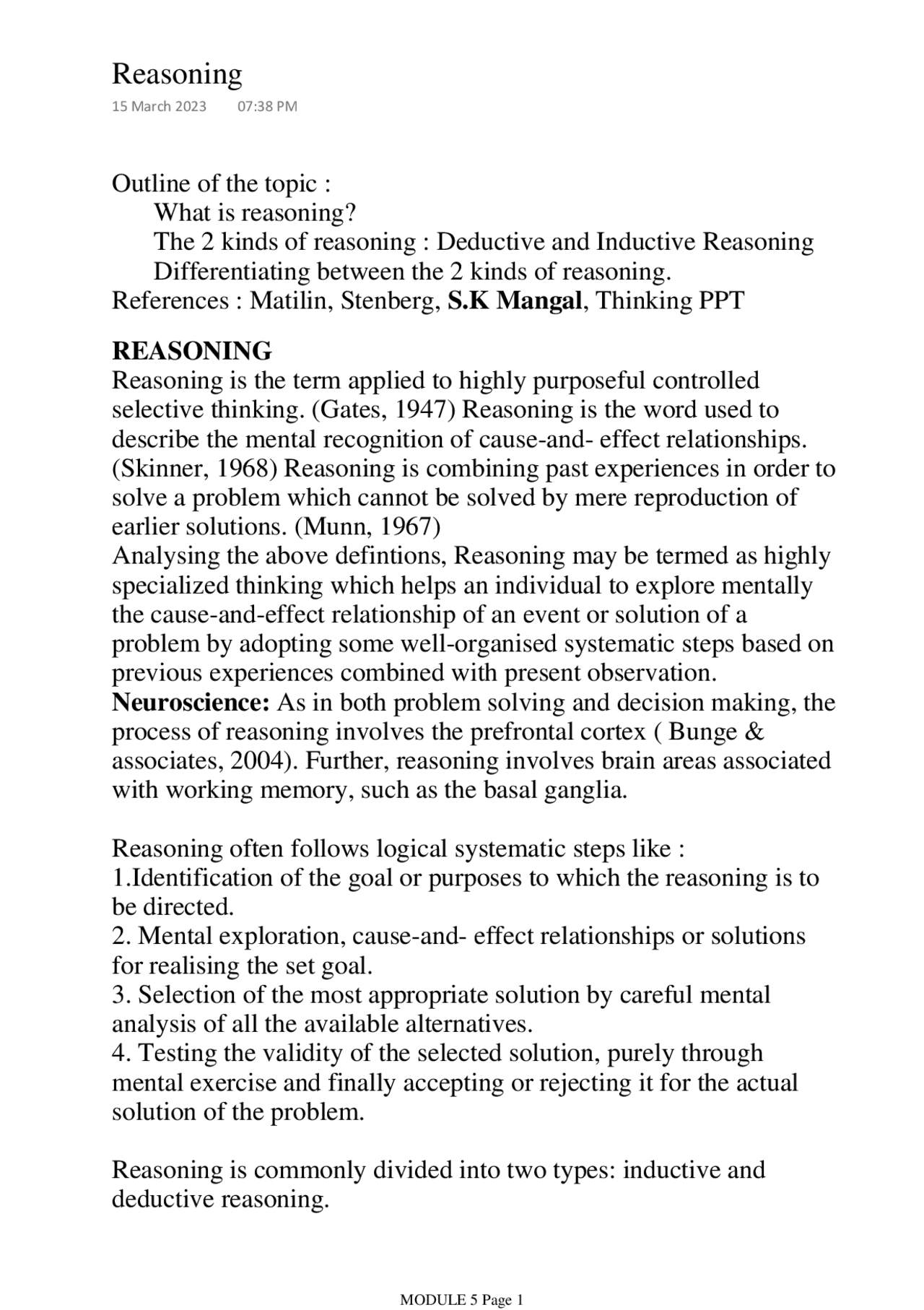 Reasoning in Psychology and 2 kinds of Reasoning. | Study notes ...