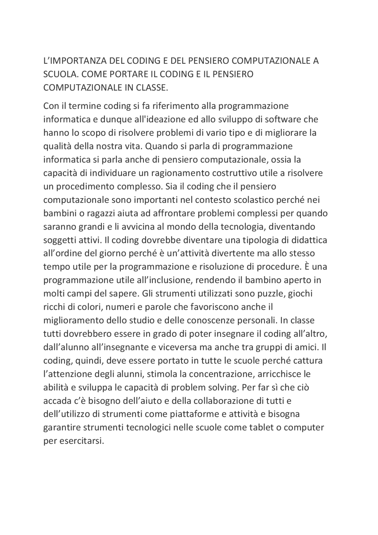 Esercitazione Sul Coding Esercizi Di Fondamenti Di Informatica Docsity