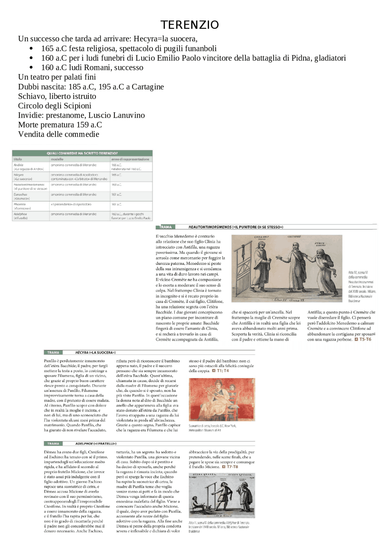 Terenzio nella letteratura latina | Schemi e mappe concettuali di ...