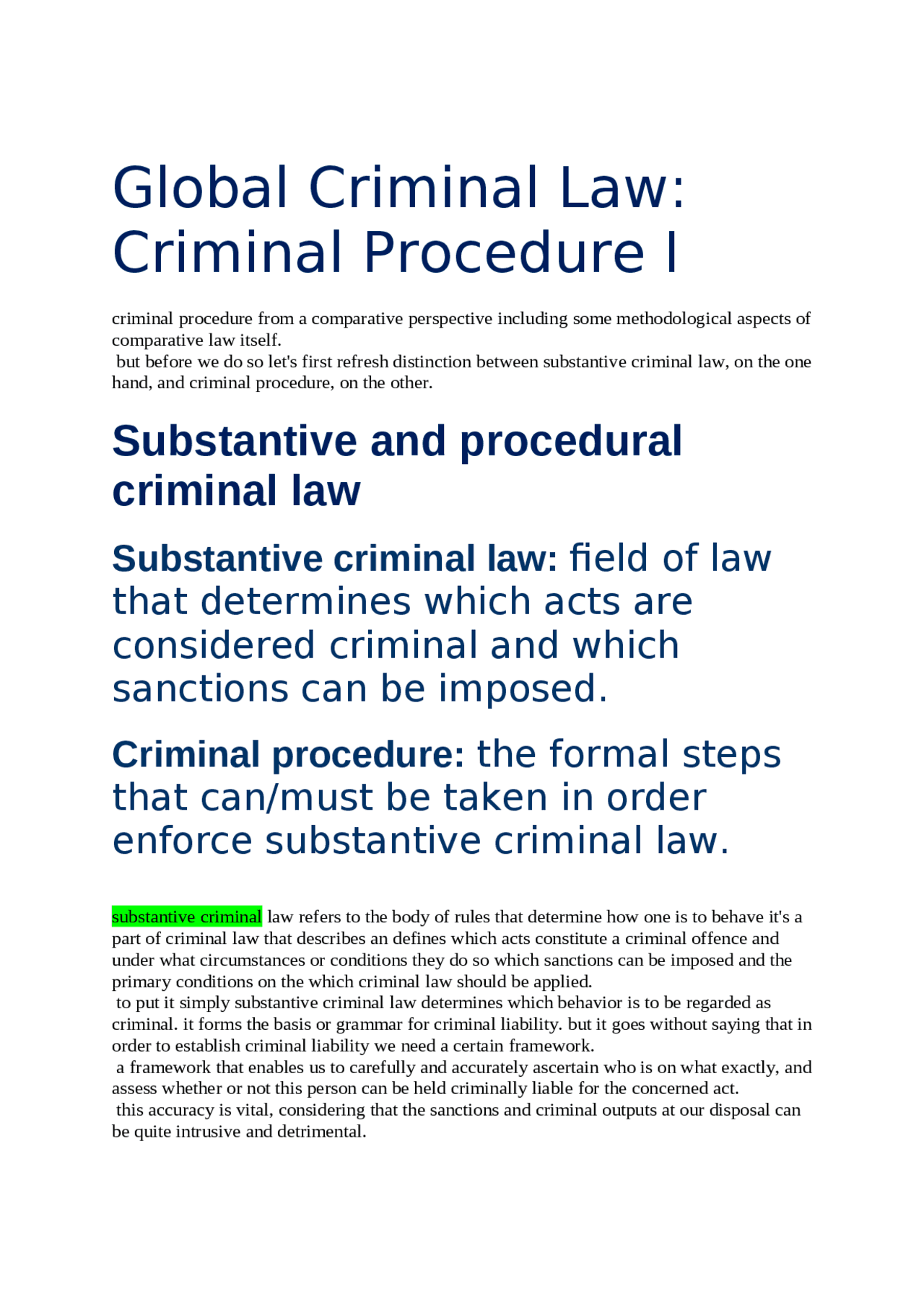 Criminal Law Lecture 7 Lecture Notes Law Docsity