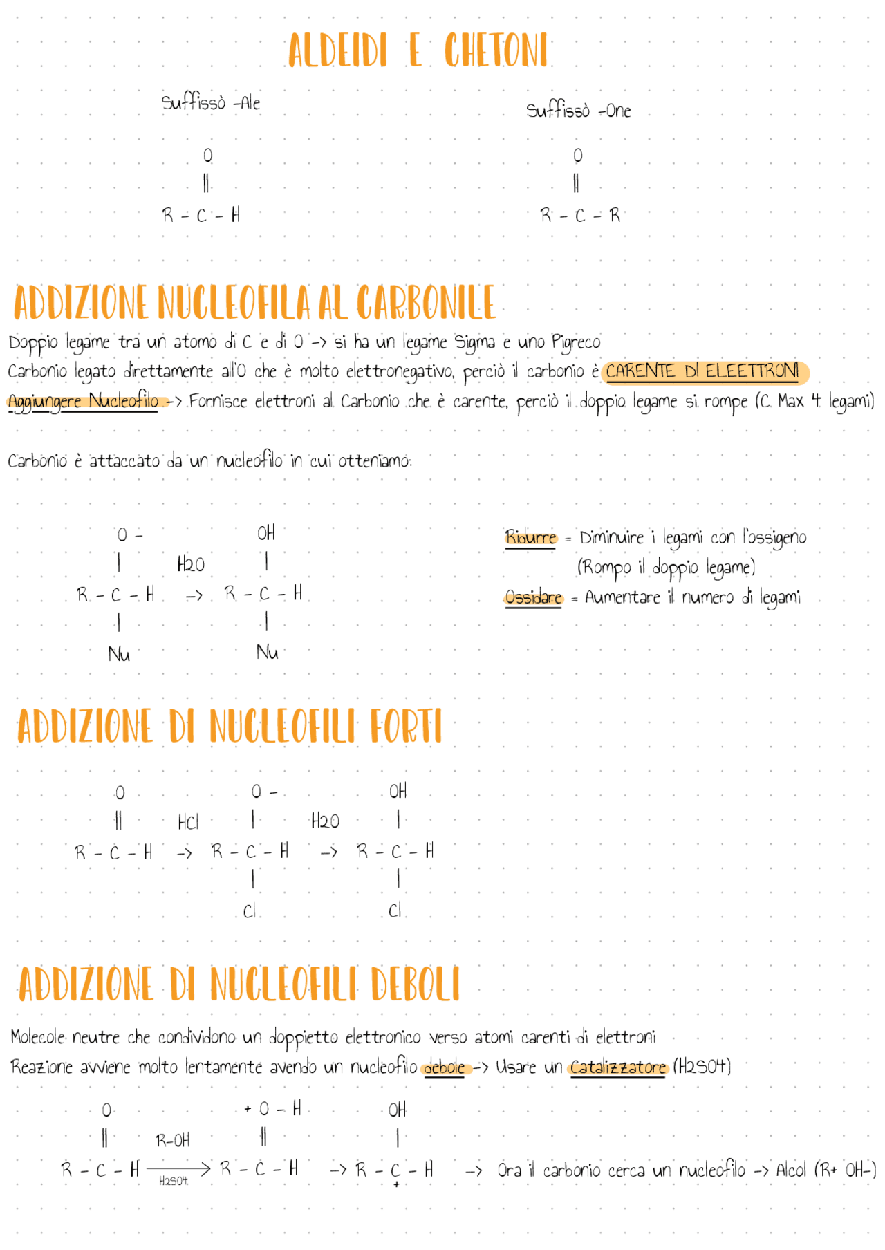 Aldeidi E Chetoni Schemi Schemi E Mappe Concettuali Di Chimica Docsity