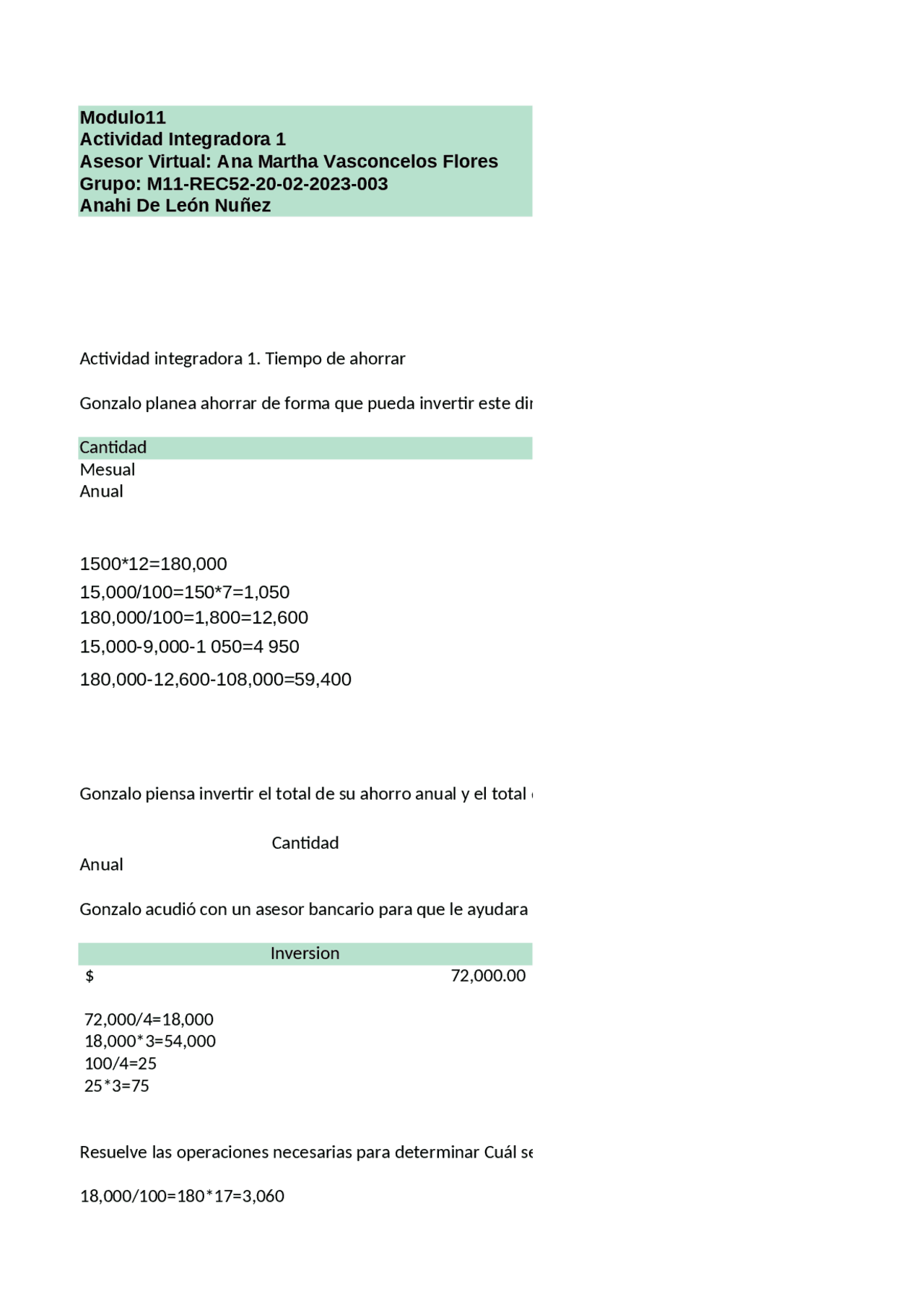 Actividad Integradora 2 Modulo 11 Ejercicios De Matemáticas Docsity