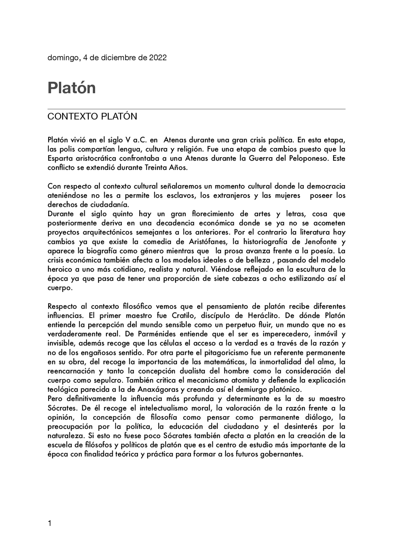 Resumen Tema Platon Selectividad Apuntes De Historia De La Filosofía